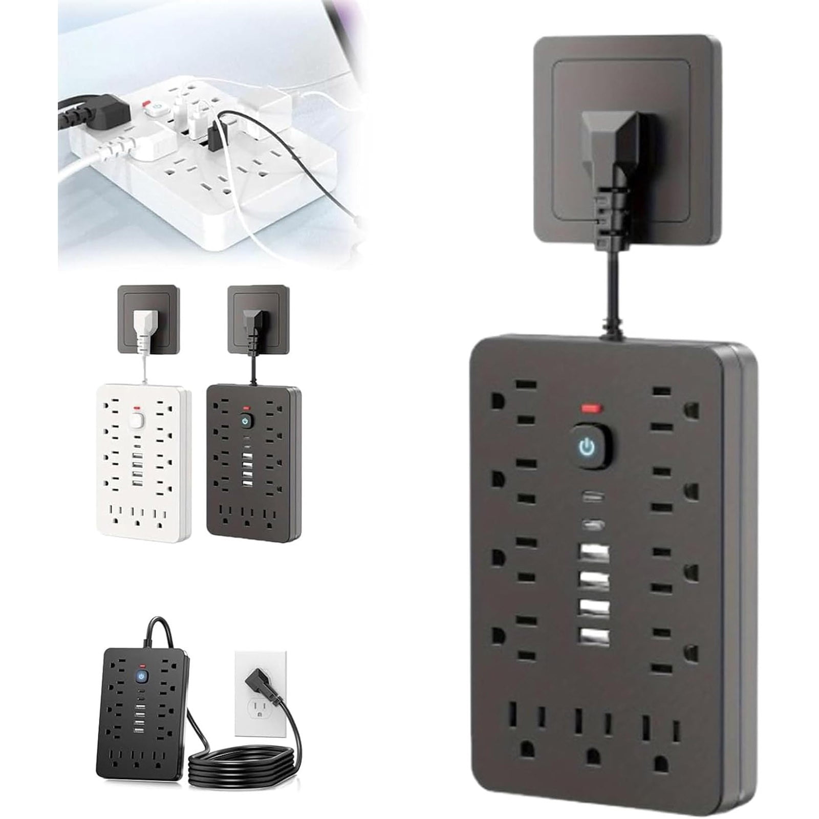 HMPEAIIY 17 In 1 Surge Protector Power Strip Power Strip With USB Ports ...