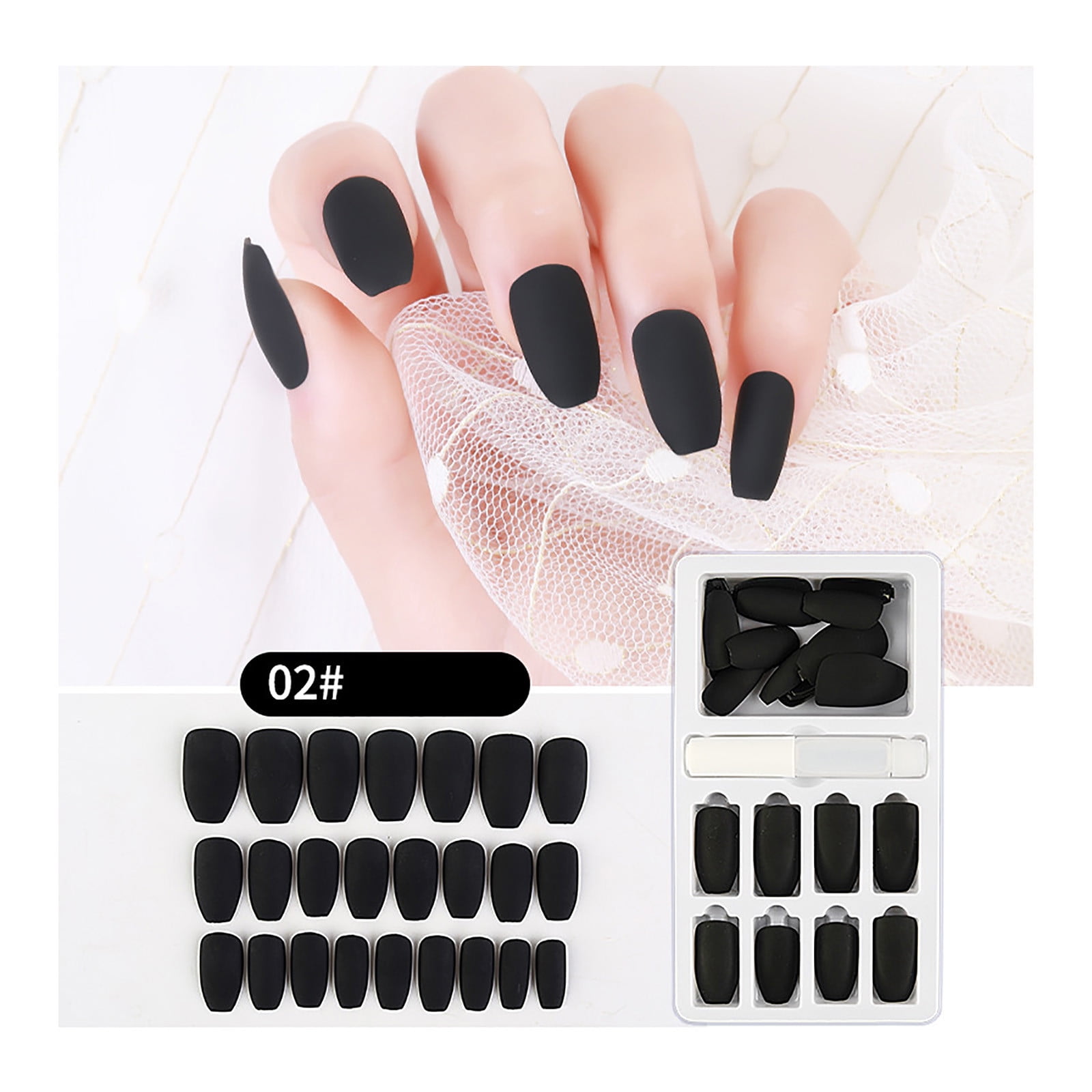 HMPEAIIY 24Pcs Frosted Ballet Strips Nails False Nails Beauty Soft Gel ...