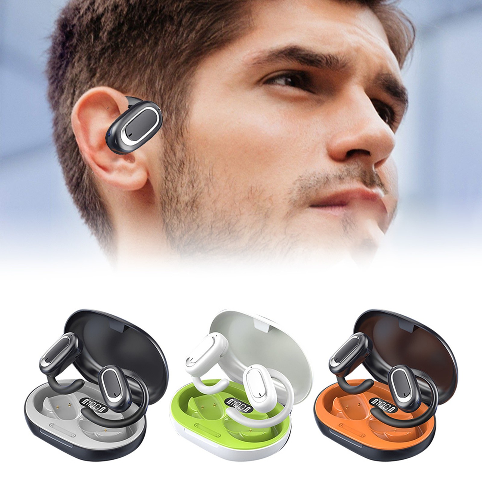 HMPEAIIY 3D Surround Sound Open OWS Headset Wireless Noise Reduction ...