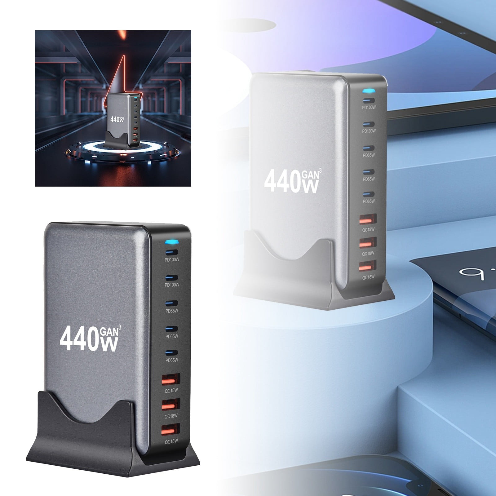 HMPEAIIY 440W 8 Port PD Desktop Charger New 440W Charger 440W Function ...