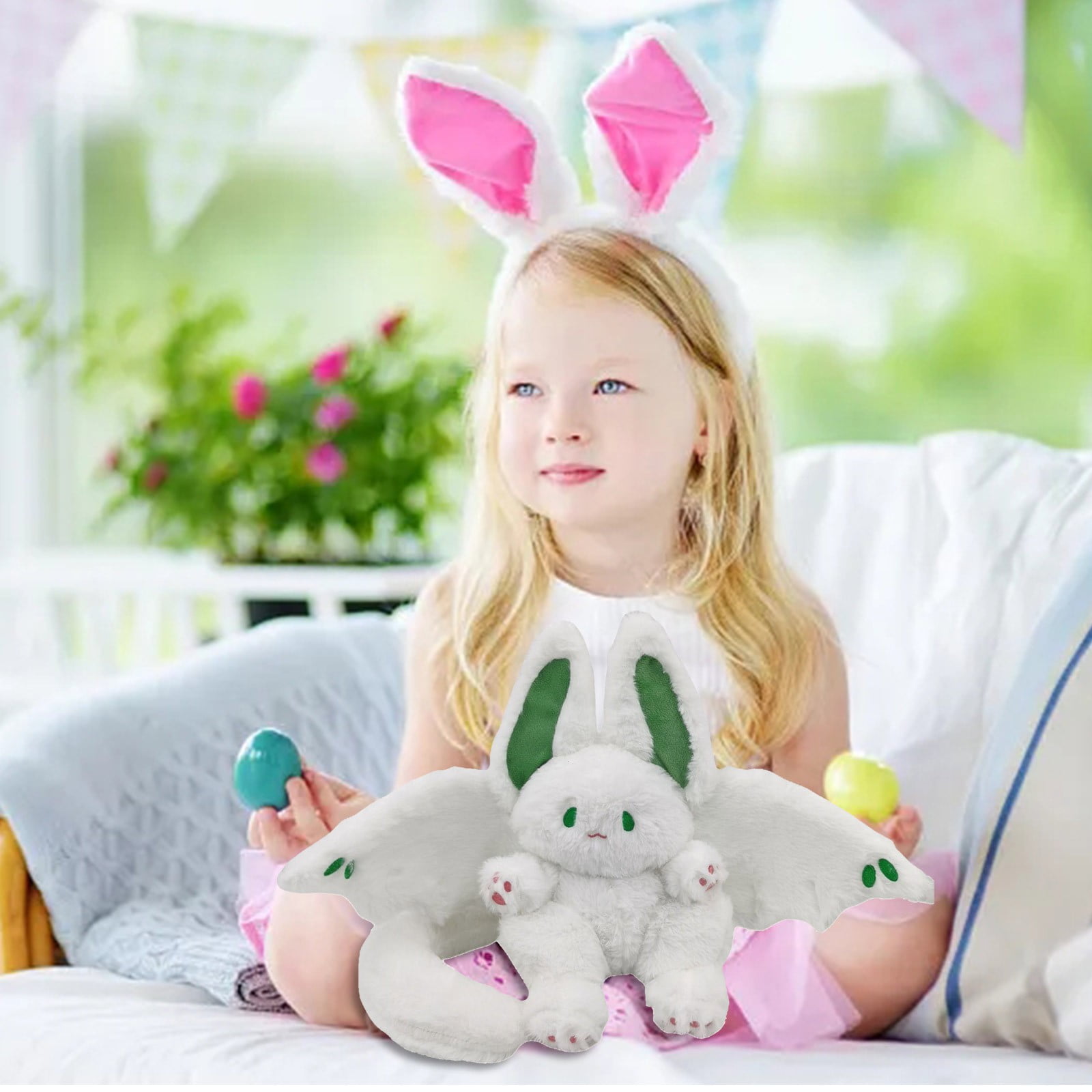 HMPEAIIY Bat Bunny Doll Flying White Rabbit Toy Bat Wing Bunny Doll ...