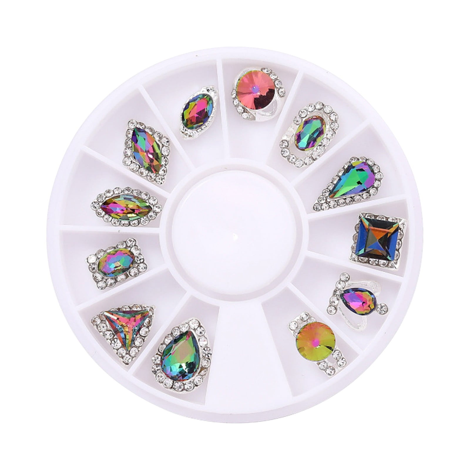 HMPEAIIY Disc 12 Grid Nail Pearl Jewelry Half Round Flat Bottom Round ... HMPEAIIY Disc 12 Grid Nail Pearl Jewelry Half Round Flat Bottom Round ...