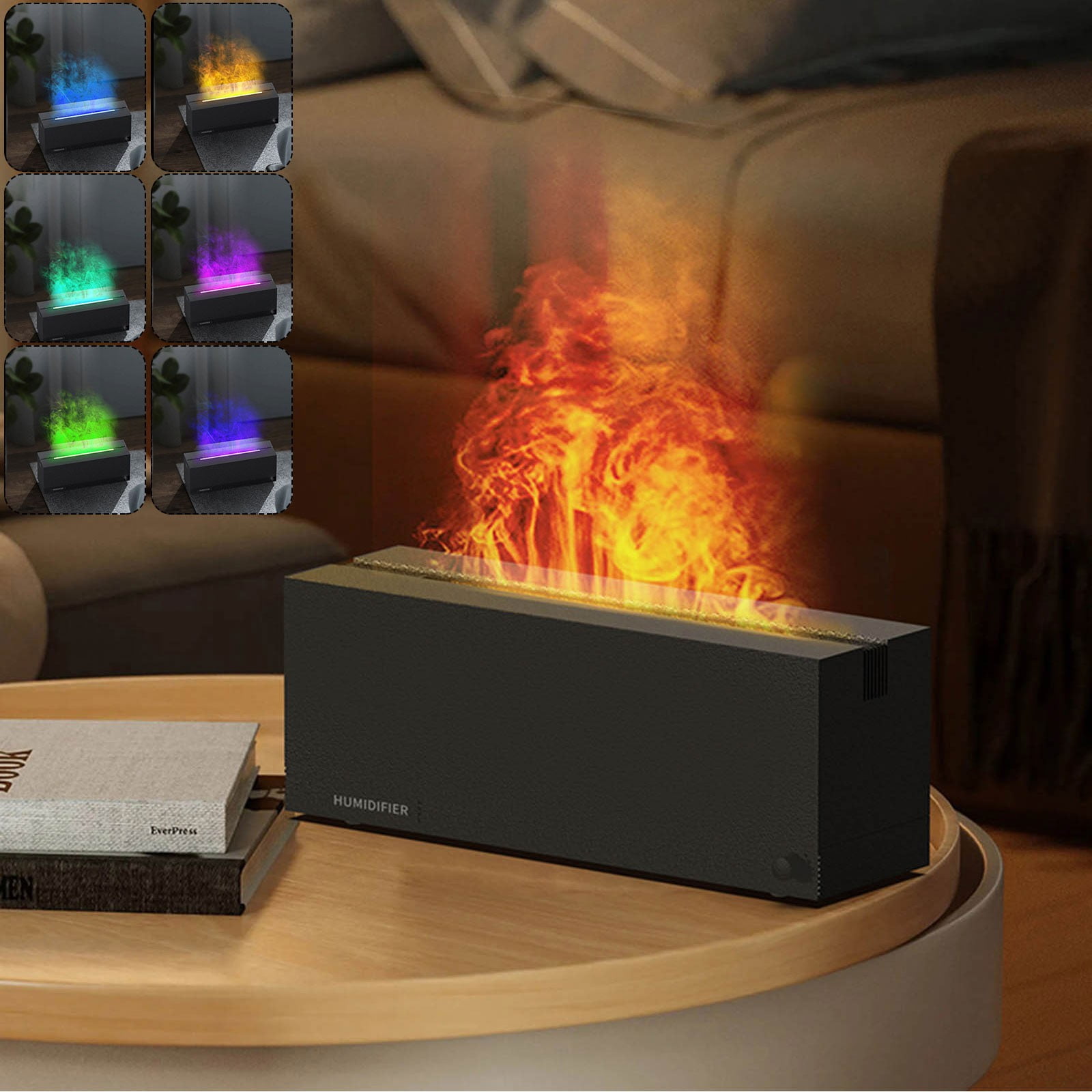 HMPEAIIY Flame Aromatherapy Machine Fireplace Flame Diffuser Aromatherapy Oil Diffuser 320ml ...