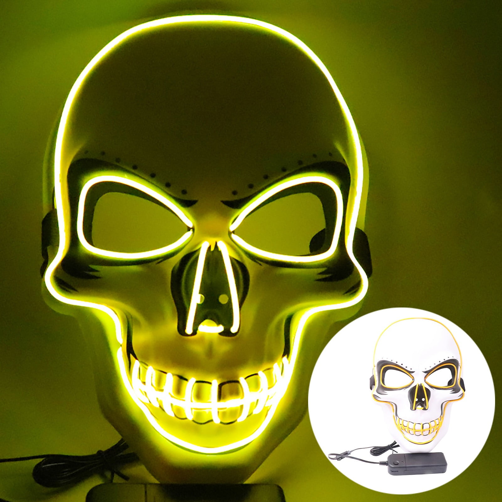 HMPEAIIY Glowing Hood Cold Light Hood Cheering Prop Party Skeleton Man ...