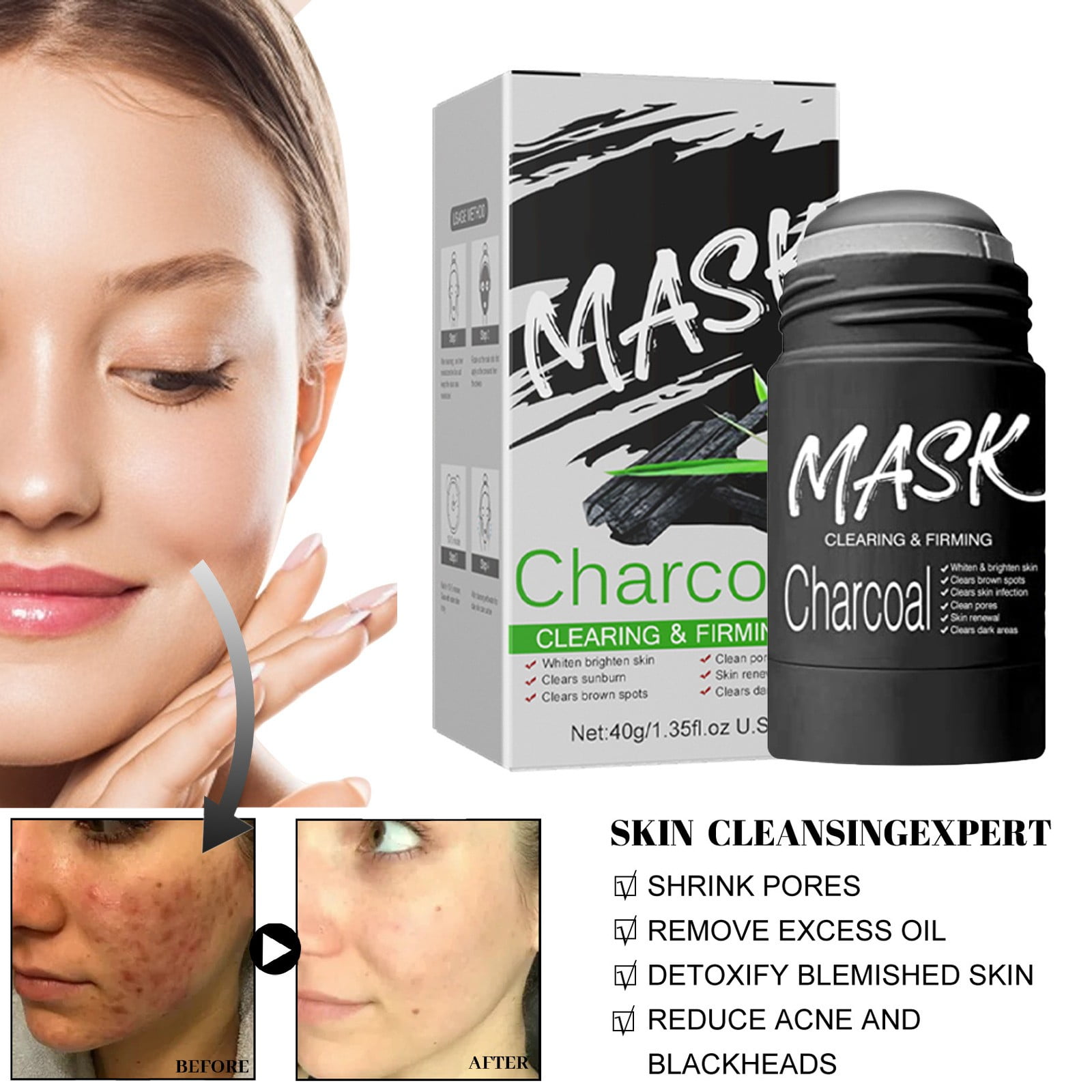 HMPEAIIY Green Tea Solid English Deep Clean Hydrating Shrink Face Apply ...