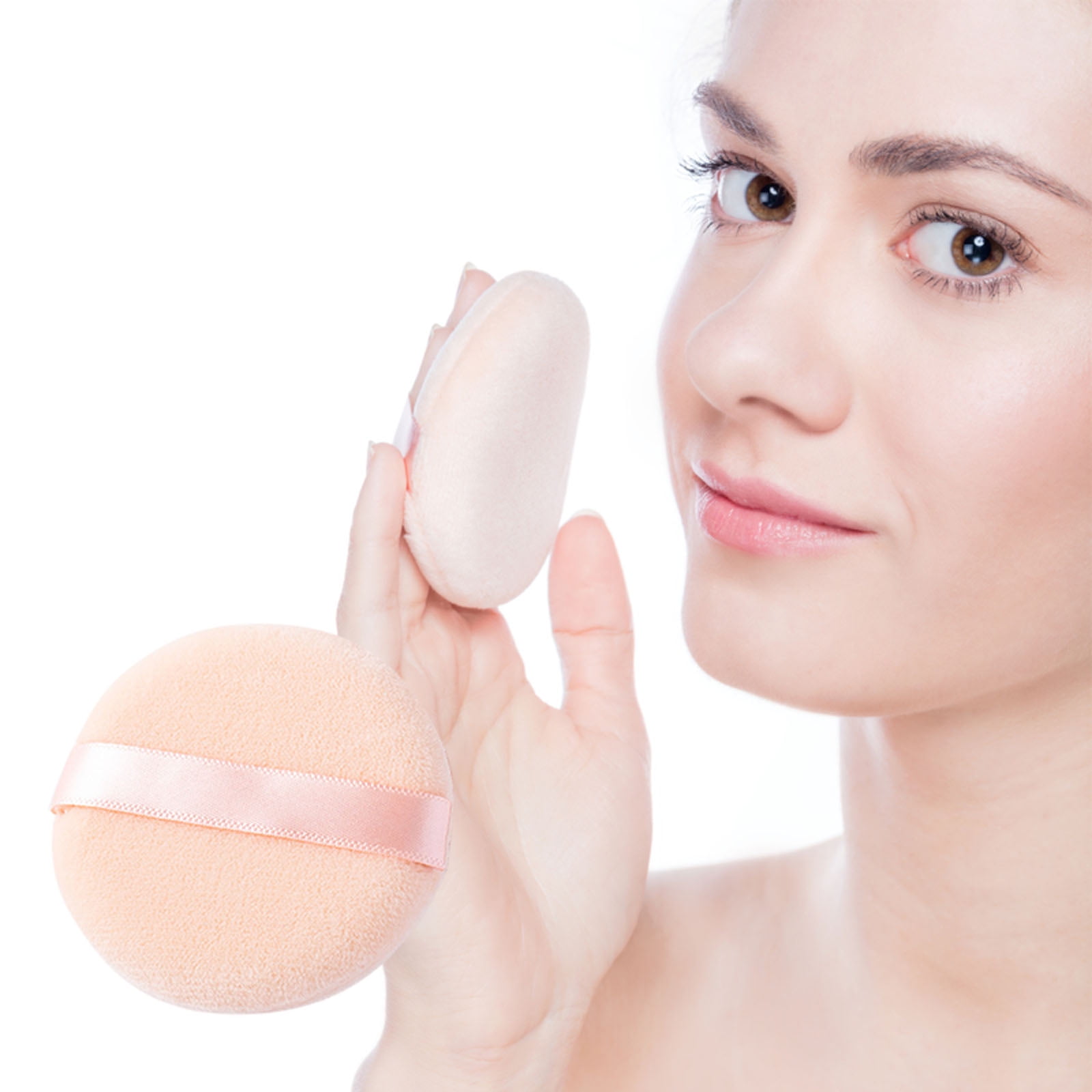 HMPEAIIY Round Powder Puff Makeup Powder Puff Velour Powder Puff 4 Soft ...