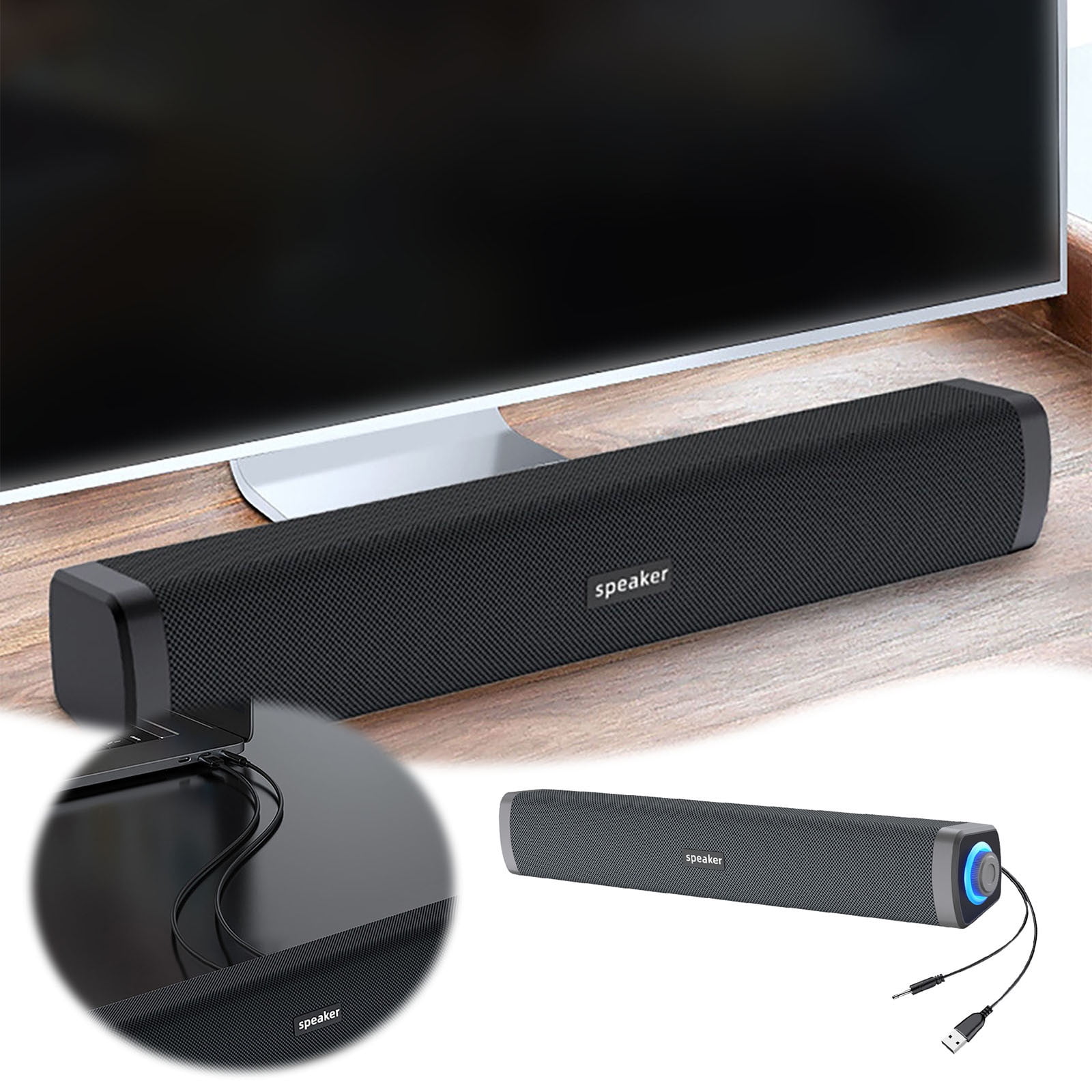 HMPEAIIY Wired LED Bar Speaker, 360 Stereo Surround Speaker, Gaming ... HMPEAIIY Wired LED Bar Speaker, 360 Stereo Surround Speaker, Gaming ...