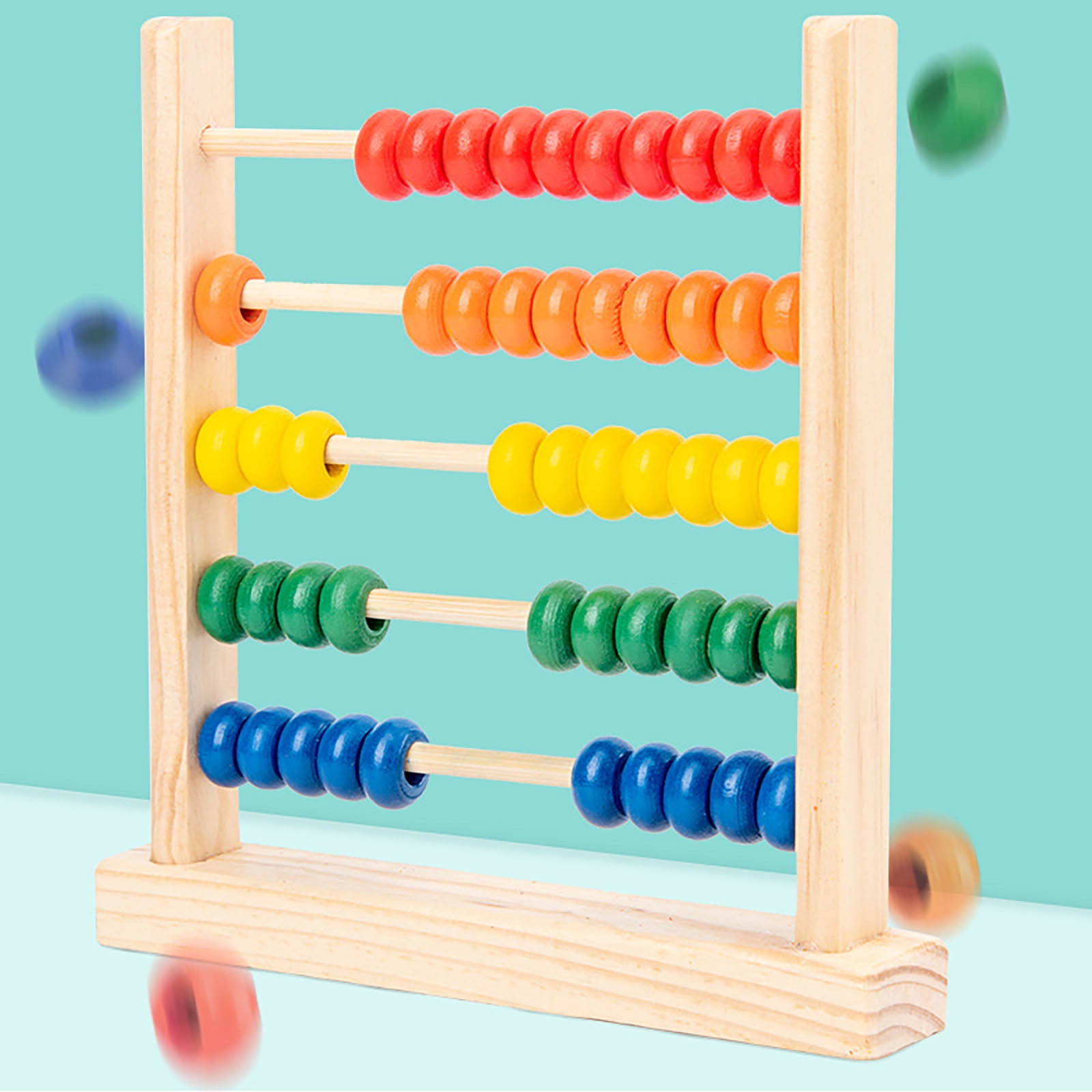HMPEAIIY Wooden For Kids Math 50 Counting Toy Beads Multicolor Counters ...