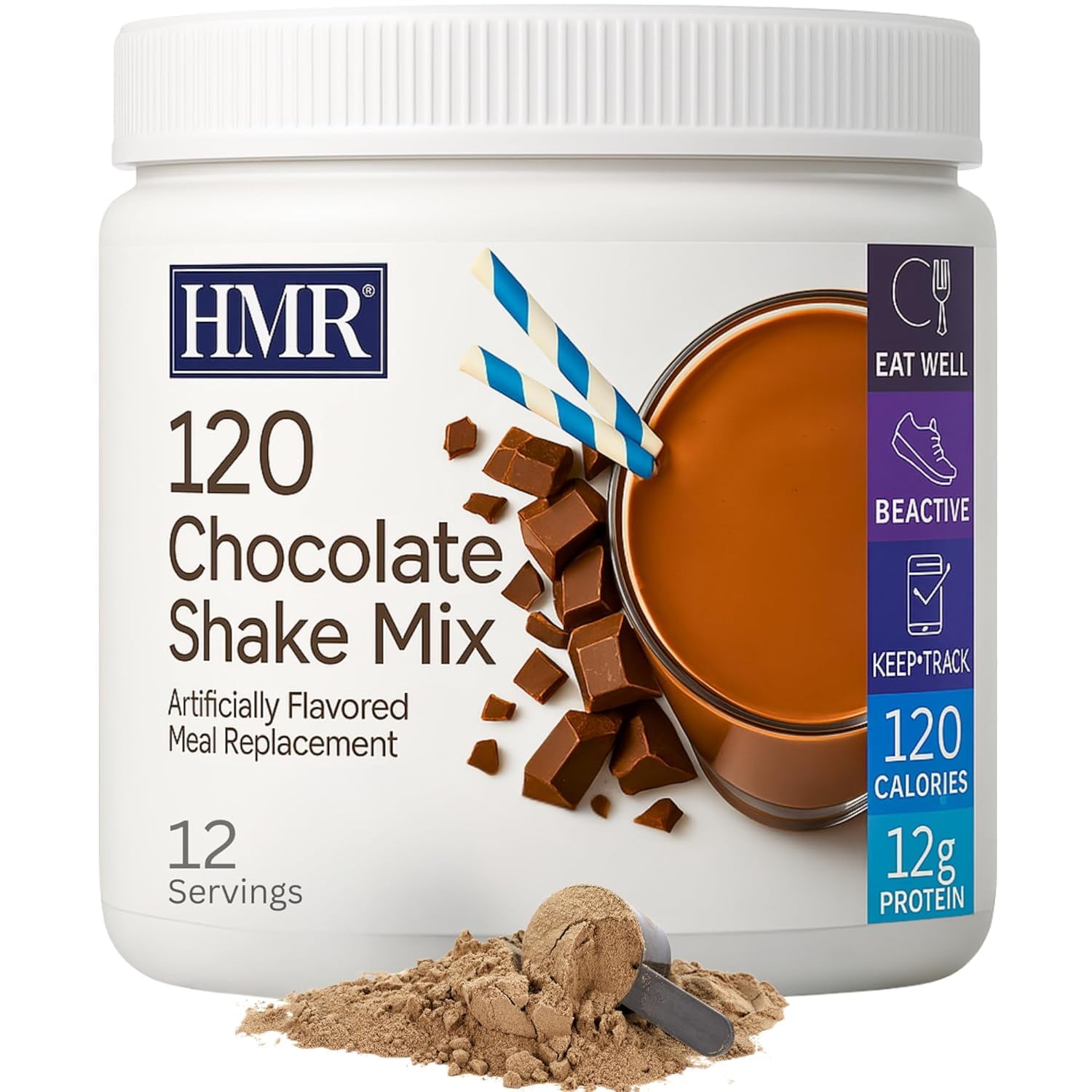 HMR, Chocolate Meal Replacement Shake Mix, 12g Protein, 12 Servings ...