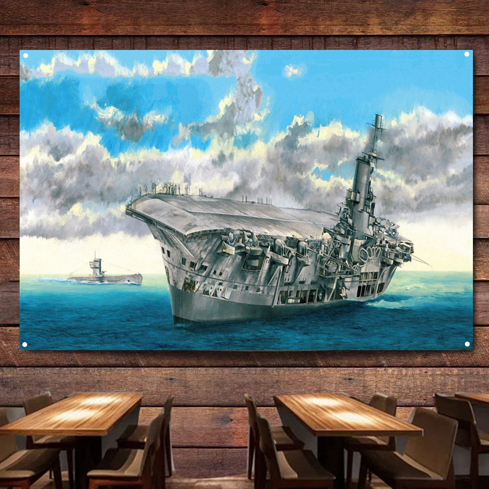 HMS Ark Royal British Aircraft Carrier Battleship Wall Art Banners ...