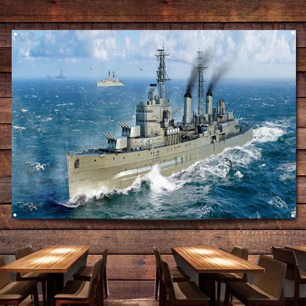 HMS Belfast, 1959 Battleship Wall Art Banners Hanging Flags Wall Chart ...