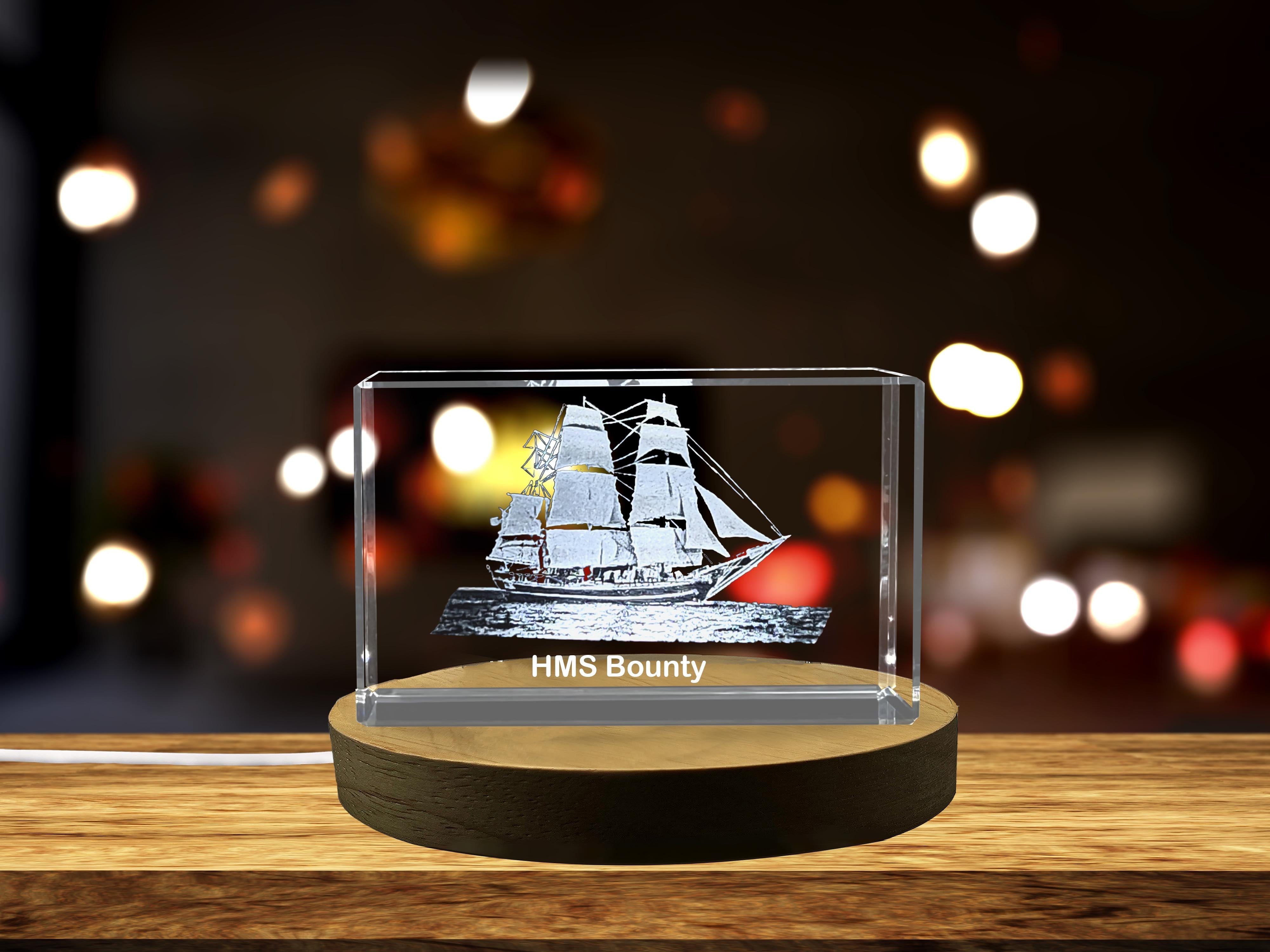 HMS Bounty 3D Engraved Crystal | Sailing into the Legacy of a Maritime ...