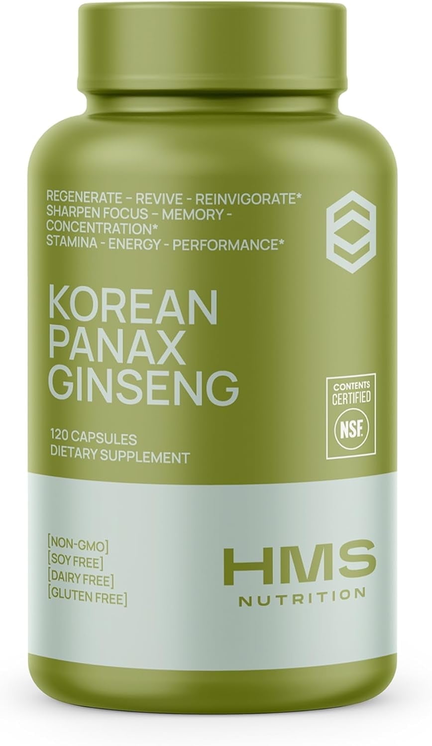 HMS Nutrition, Korean Red Panax Ginseng Capsules, 2000mg 120 Vegan ...