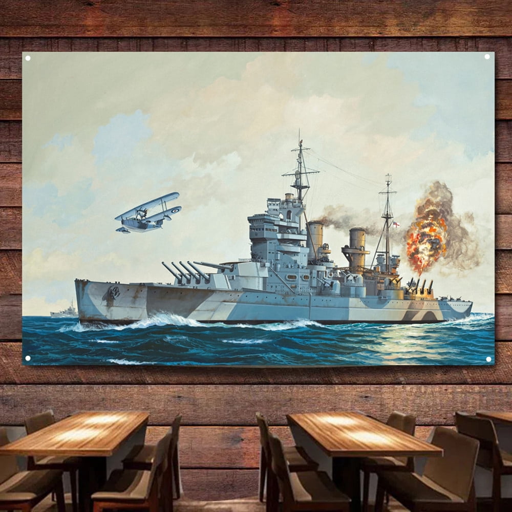 HMS Duke of York Battleship Wall Art Banners Hanging Flags Wall Chart ...