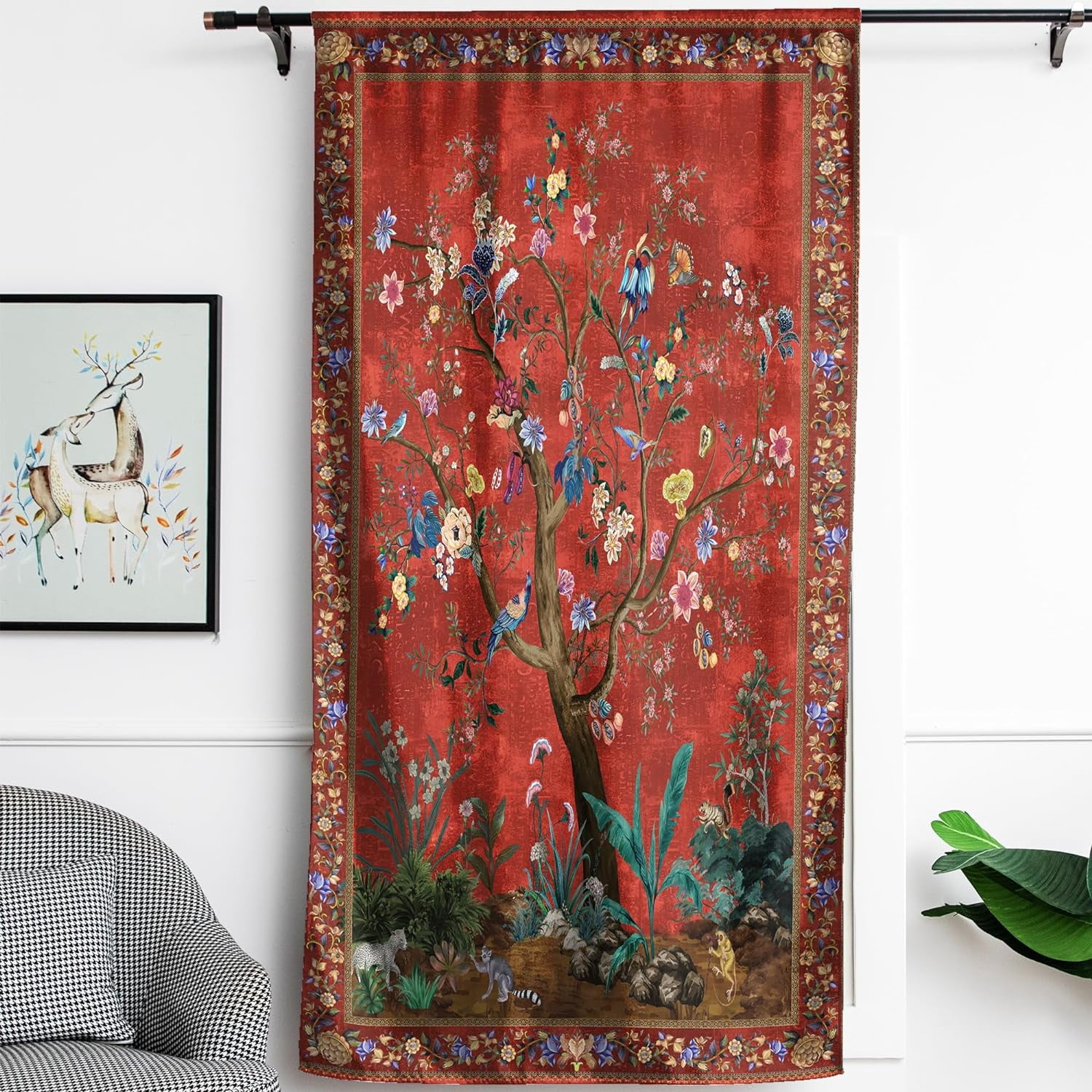 HMS Happy Memories Rod Pocket Door Curtains Thermal Insulated Room ...