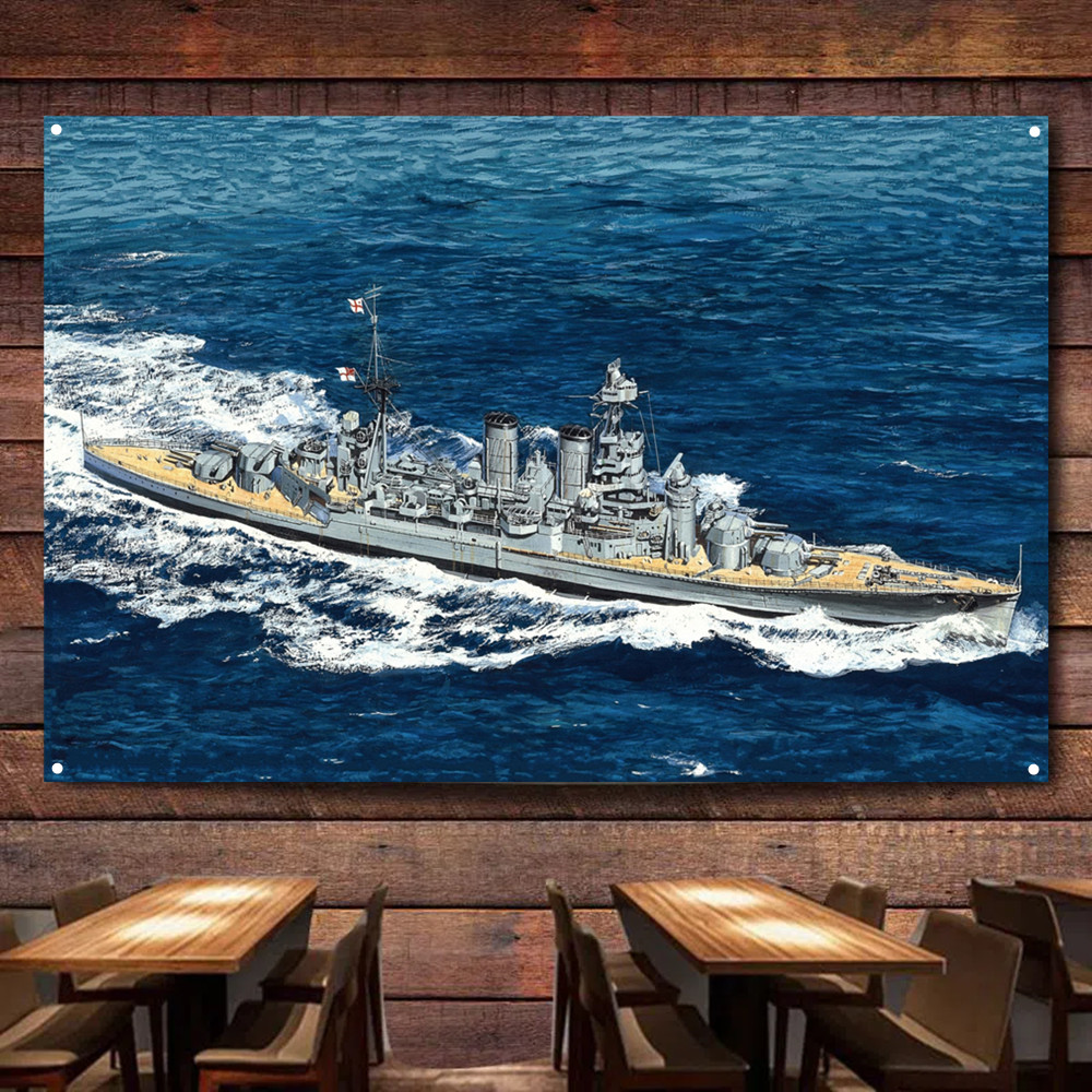HMS Hood 1941 Battleship Wall Art Banners Hanging Flags Wall Chart ...