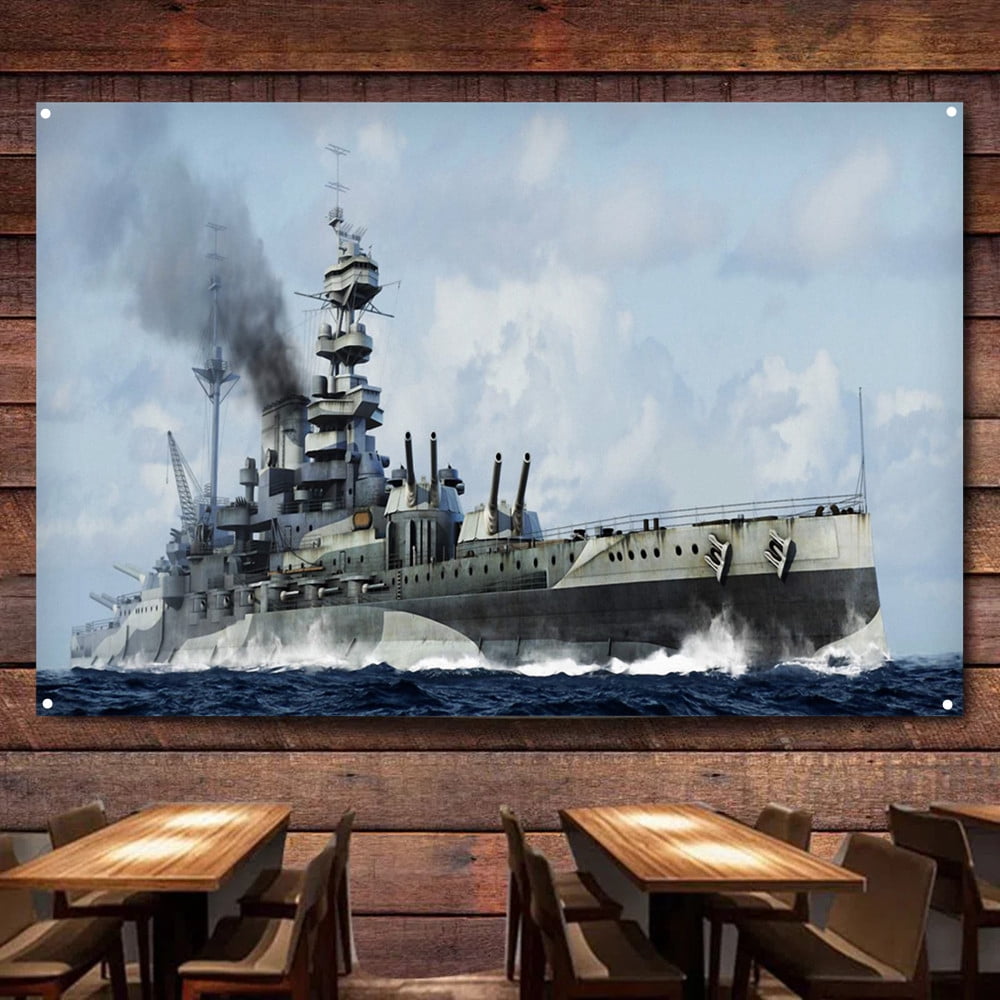 HMS Malaya Aircraft Carrier Battleship Wall Art Banners Hanging Flags ...