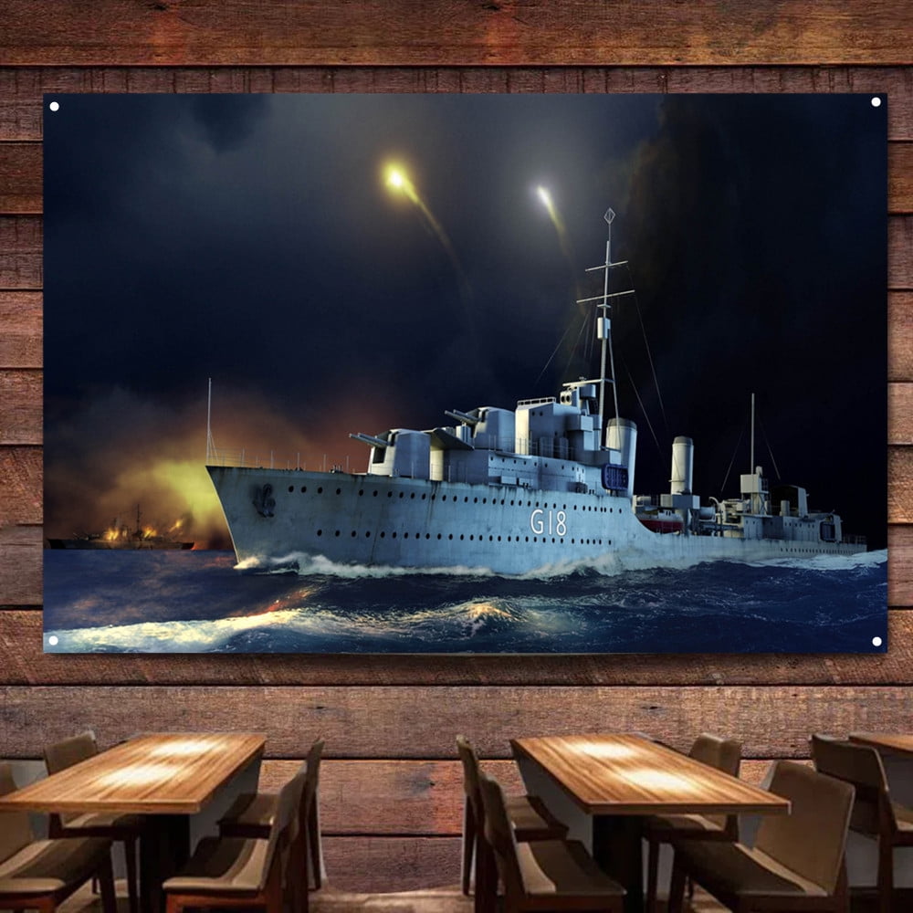 HMS Zulu Destroyer Tribal Class (1941) Battleship Wall Art Banners ...