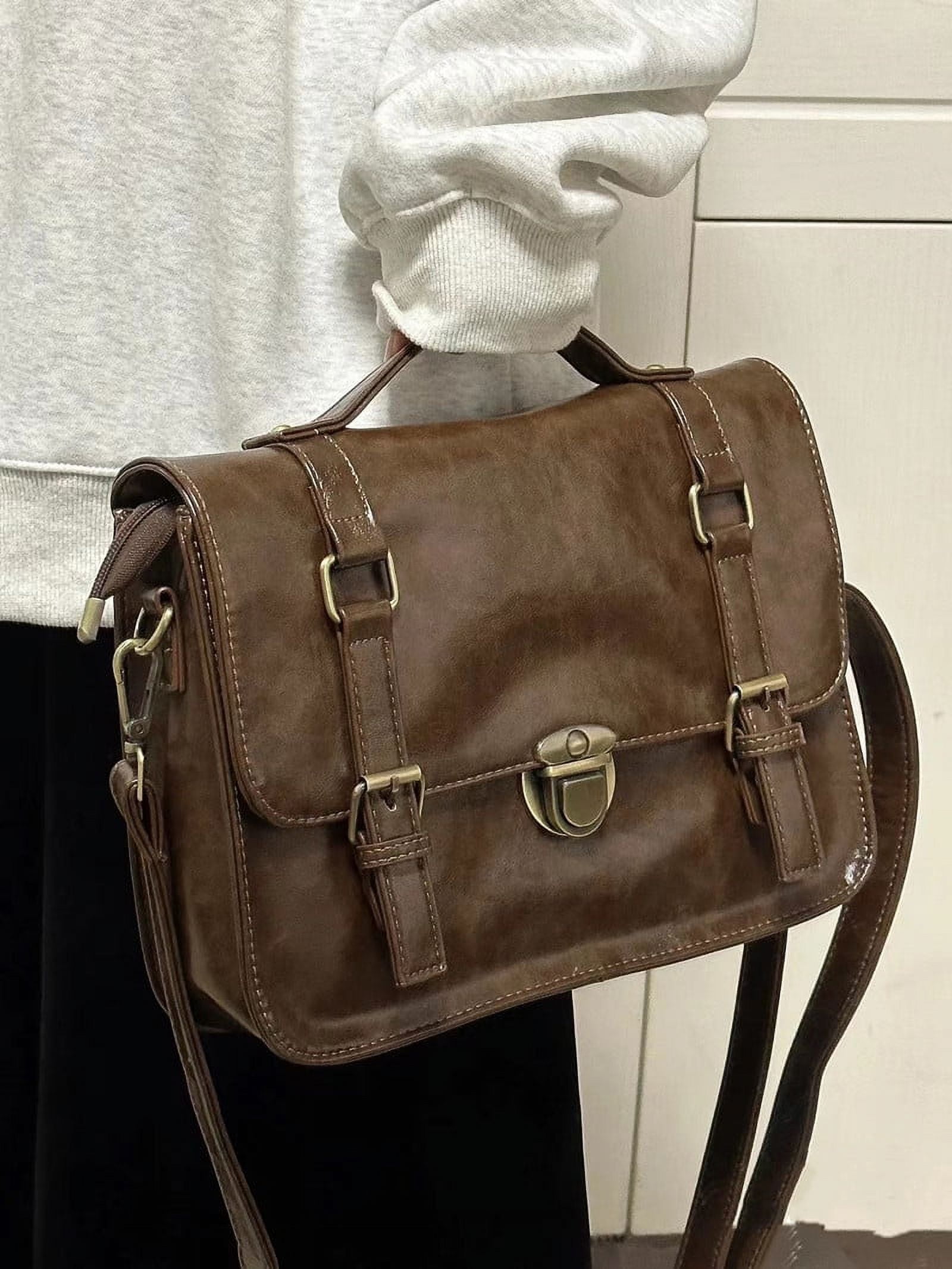 HMSHA Japan Preppy Style Uniform Shoulder School Bags for Women PU ...