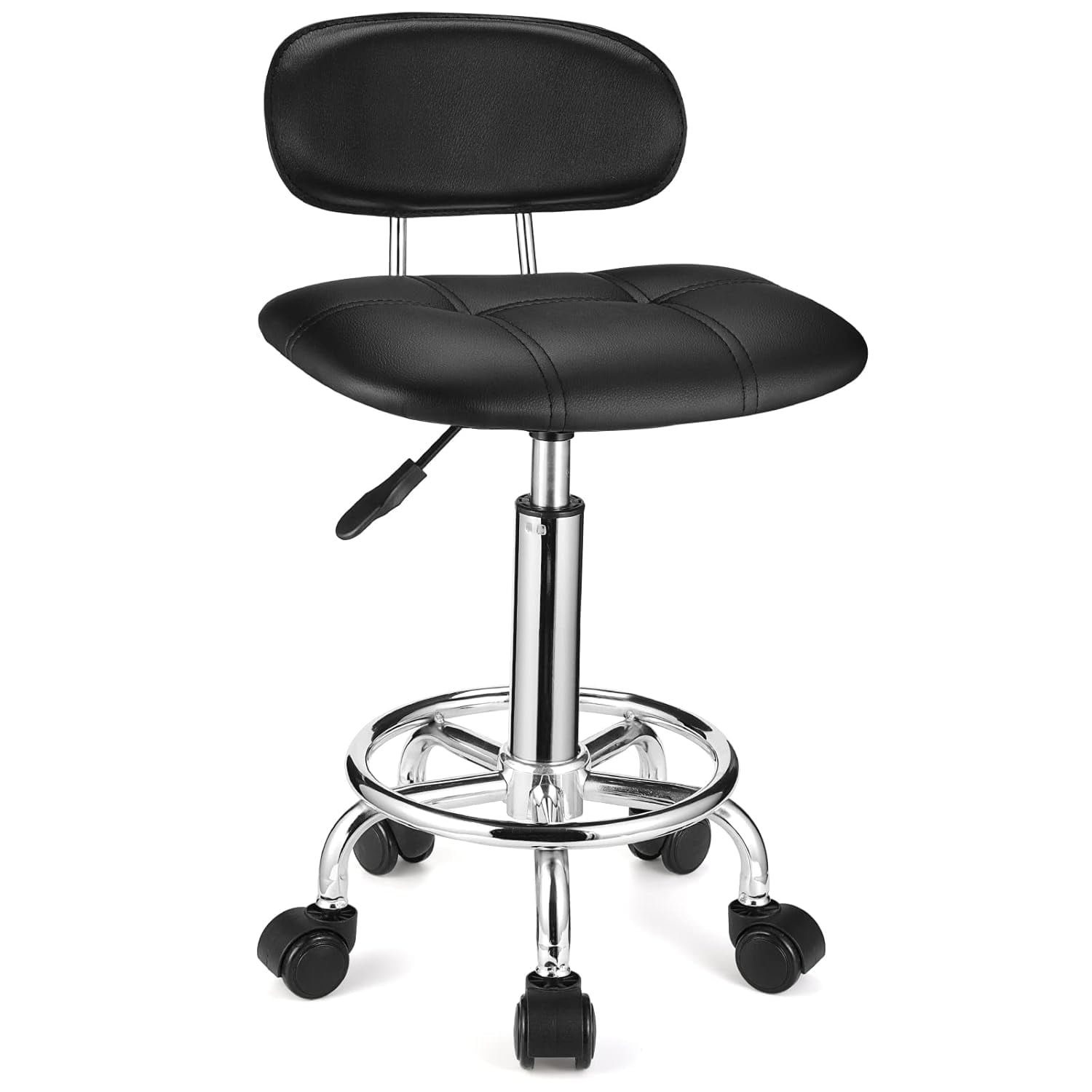 HMTOT Square Rolling Stools with Backrest Height Adjustable Swivel ...