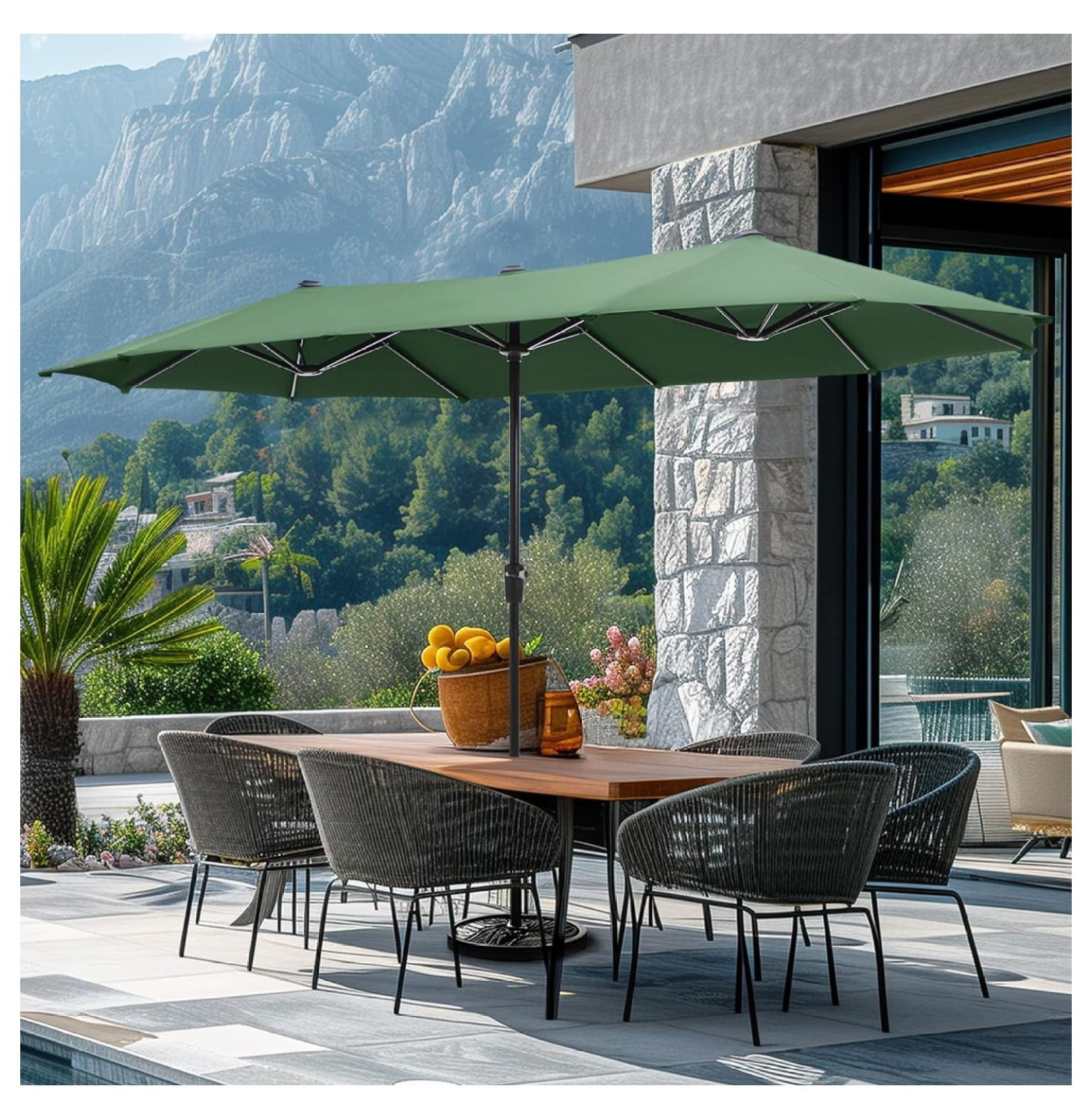 HMTtie 13ft Outdoor Patio Umbrella, Rectangle Table Umbrella with Crank ...