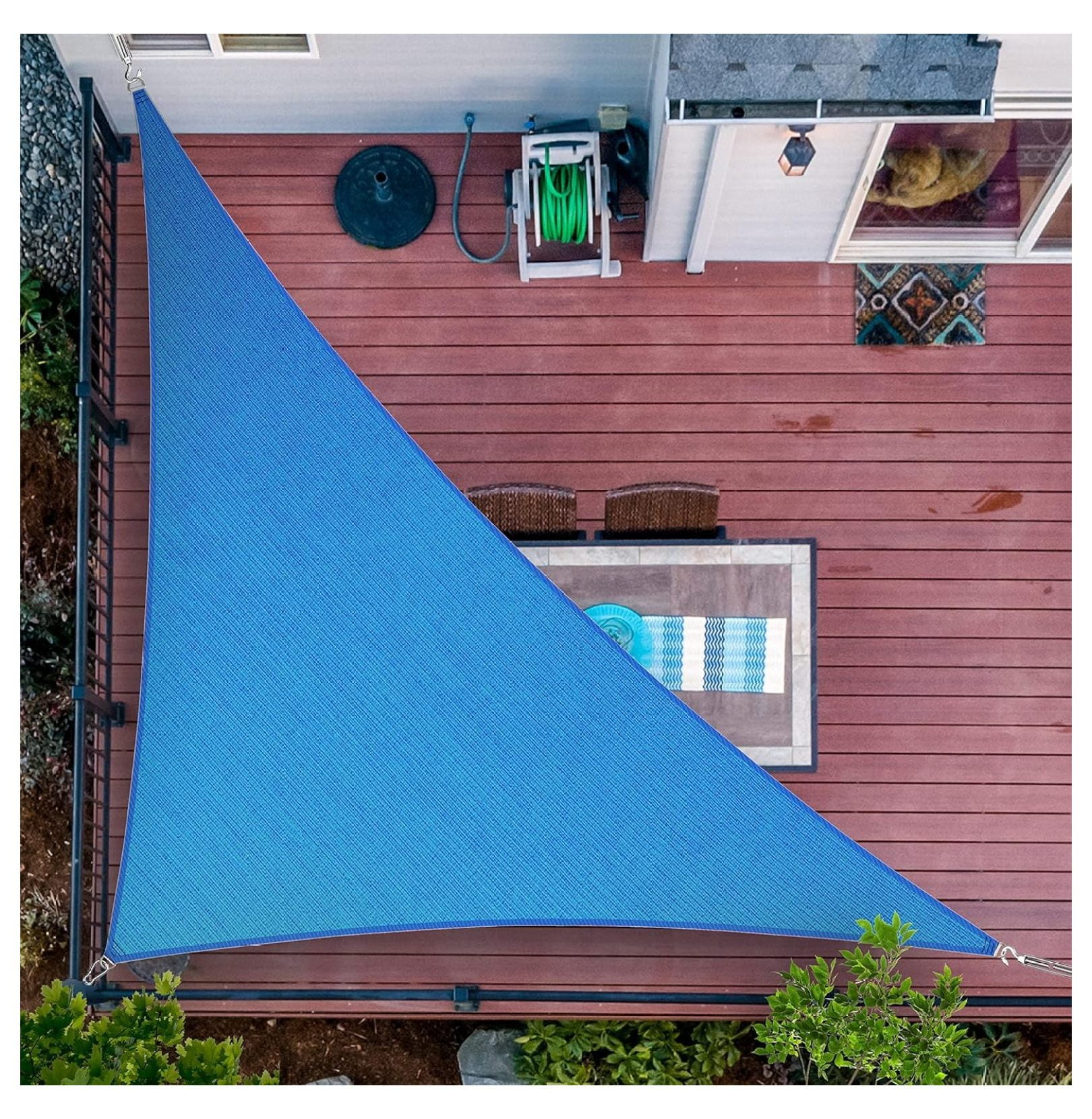 HMTtie 15' x 23' x 27.5' Blue Sun Shade Sail UPF50 Right Triangle SMTAPT32 Canopy Fabric Cloth ...