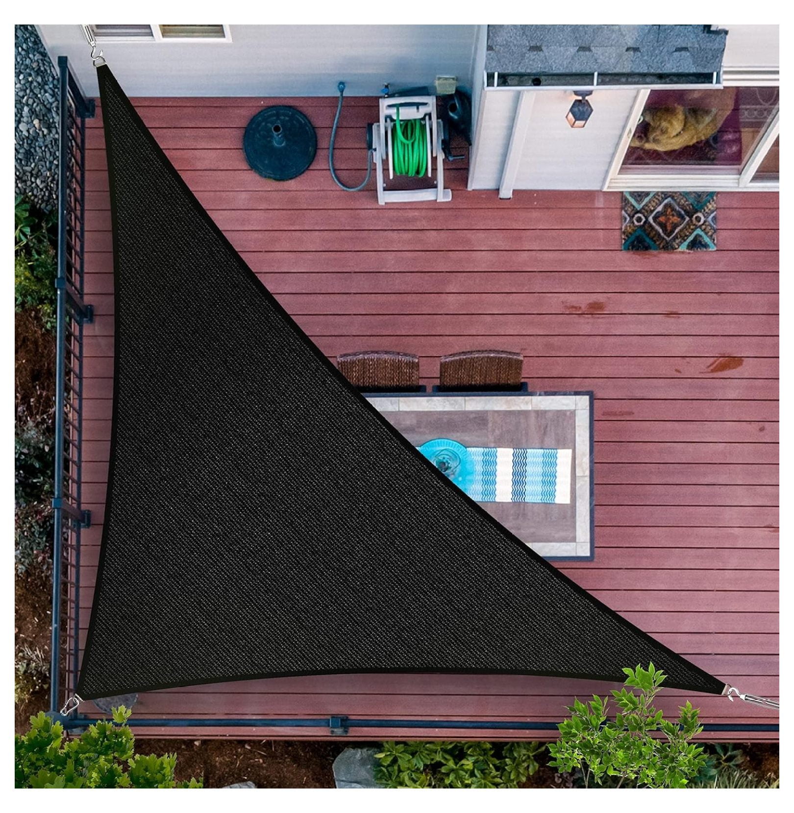 HMTtie 16' x 23' x 28' Black Sun Shade Sail UPF50 Right Triangle ...
