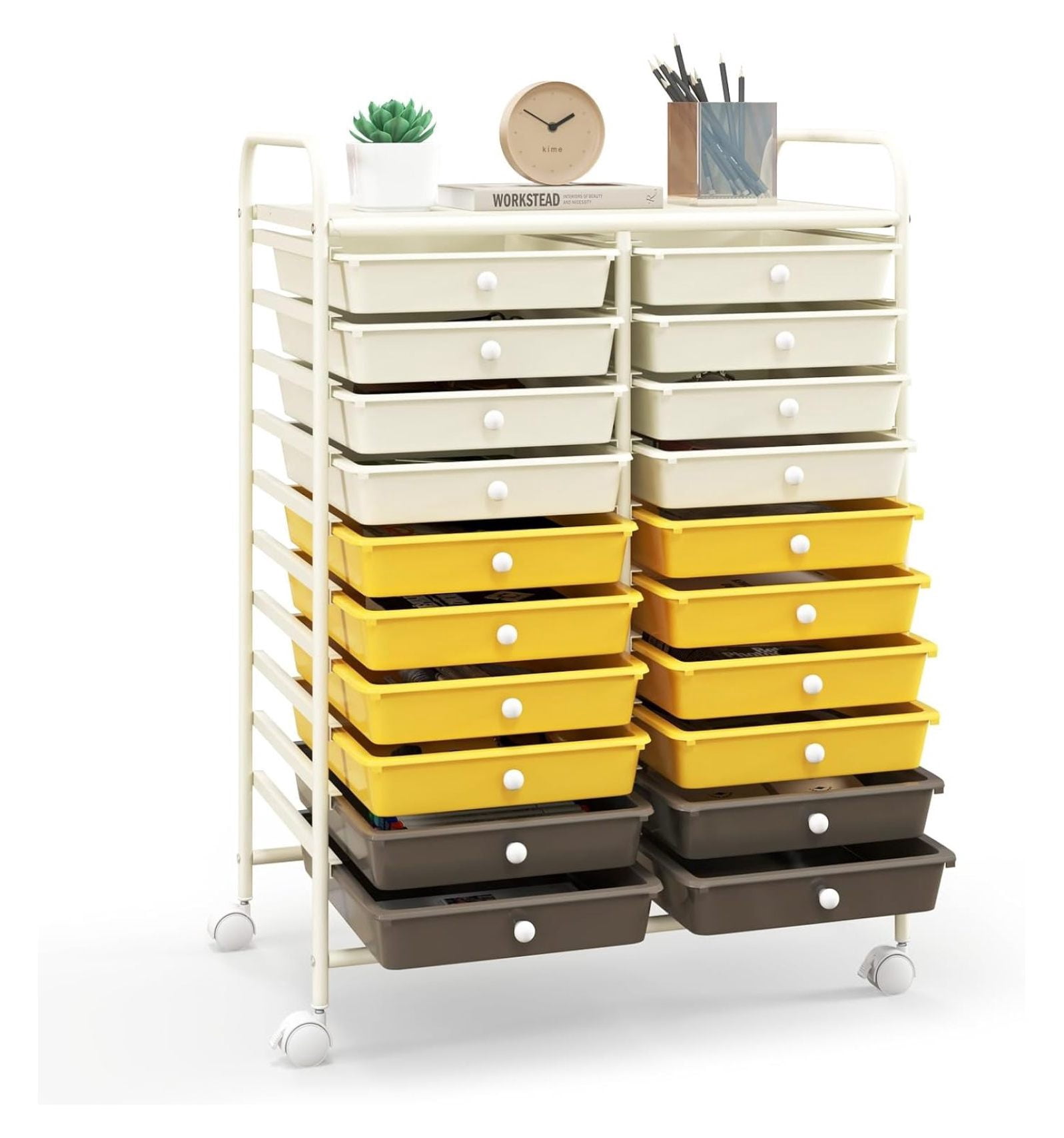 HMTtie 20-Drawer Organizer Cart Tools, Mobile Utility Storage Cart with ...