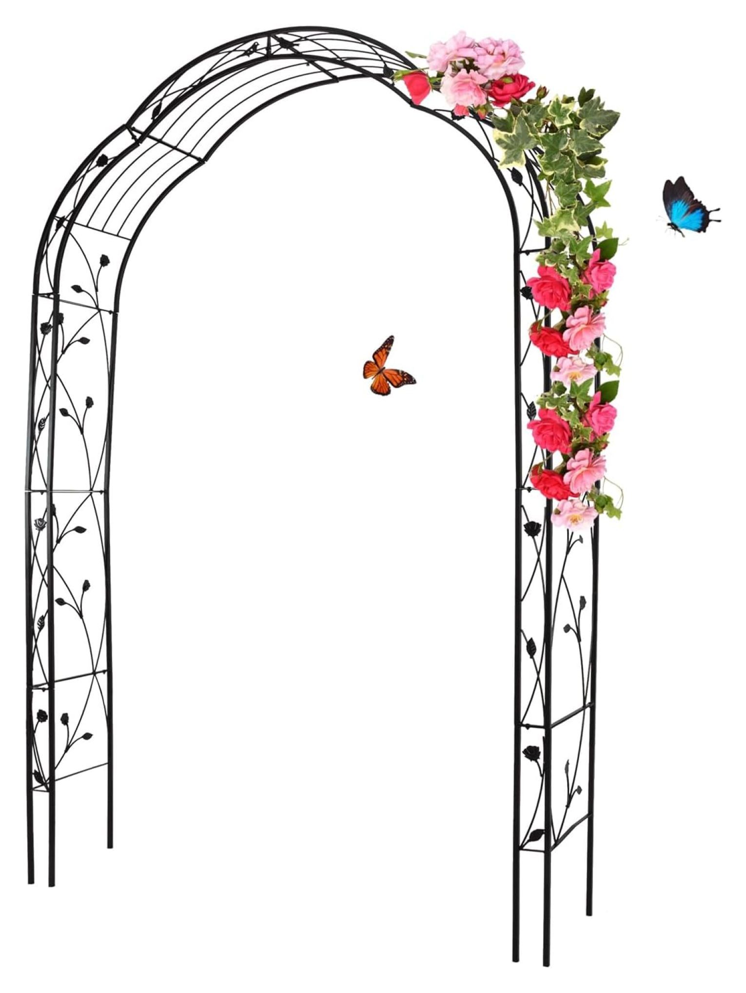 HMTtie 8.9ft Extra Large Garden Arch Trellis - Metal Black Garden arbor ...