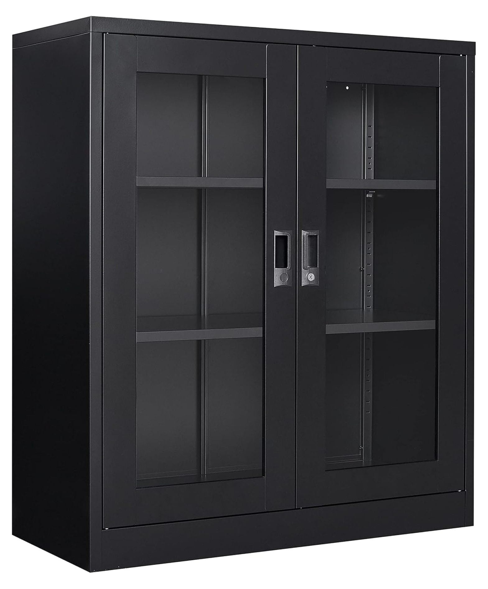 Drevy Metal Storage Cabinet with Doors and Shelves,Glass Cabinet ...