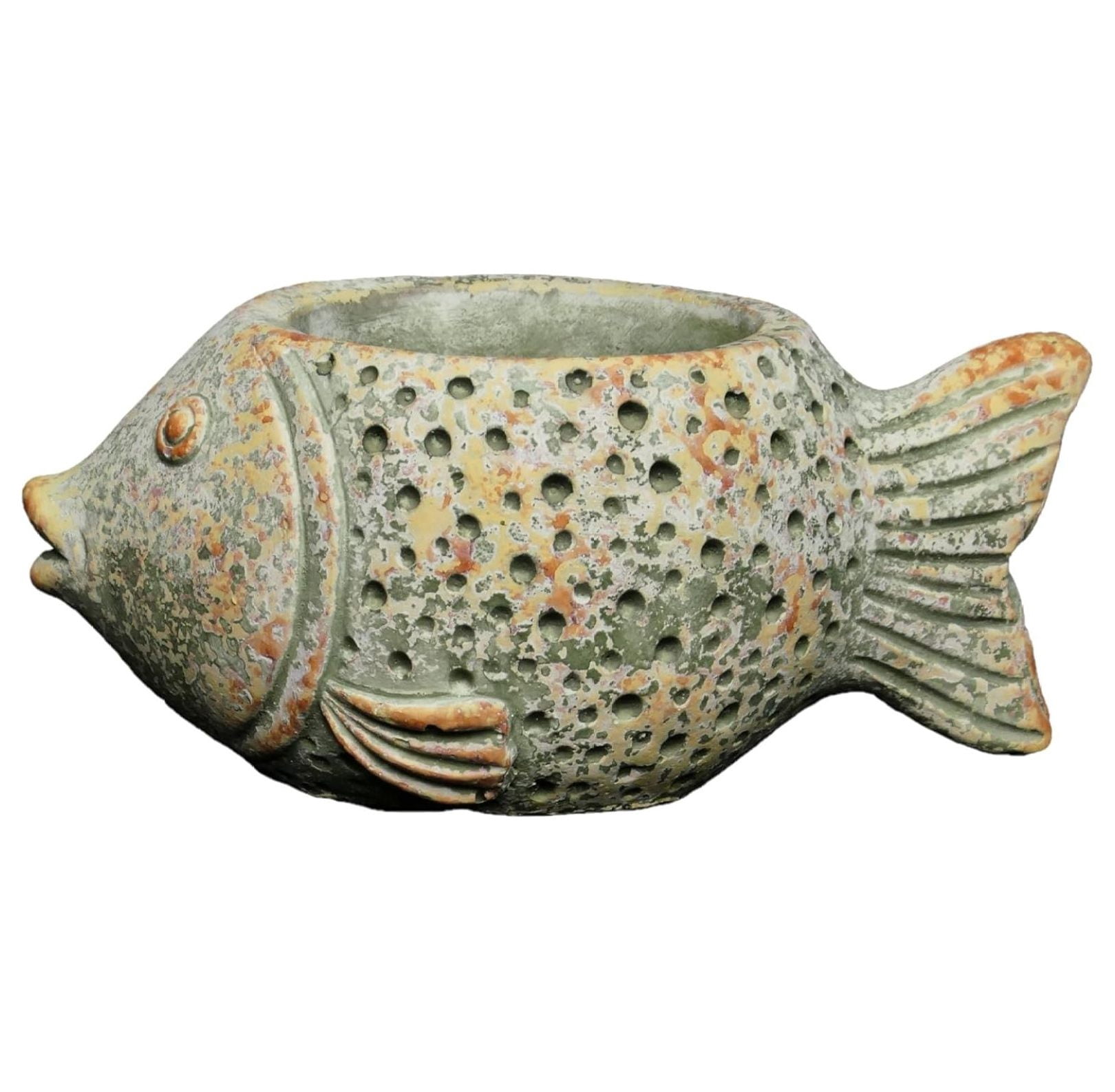 HMTtie Indoor Outdoor Cement Coral Fish Planter, Multicolored, 6.5 ...