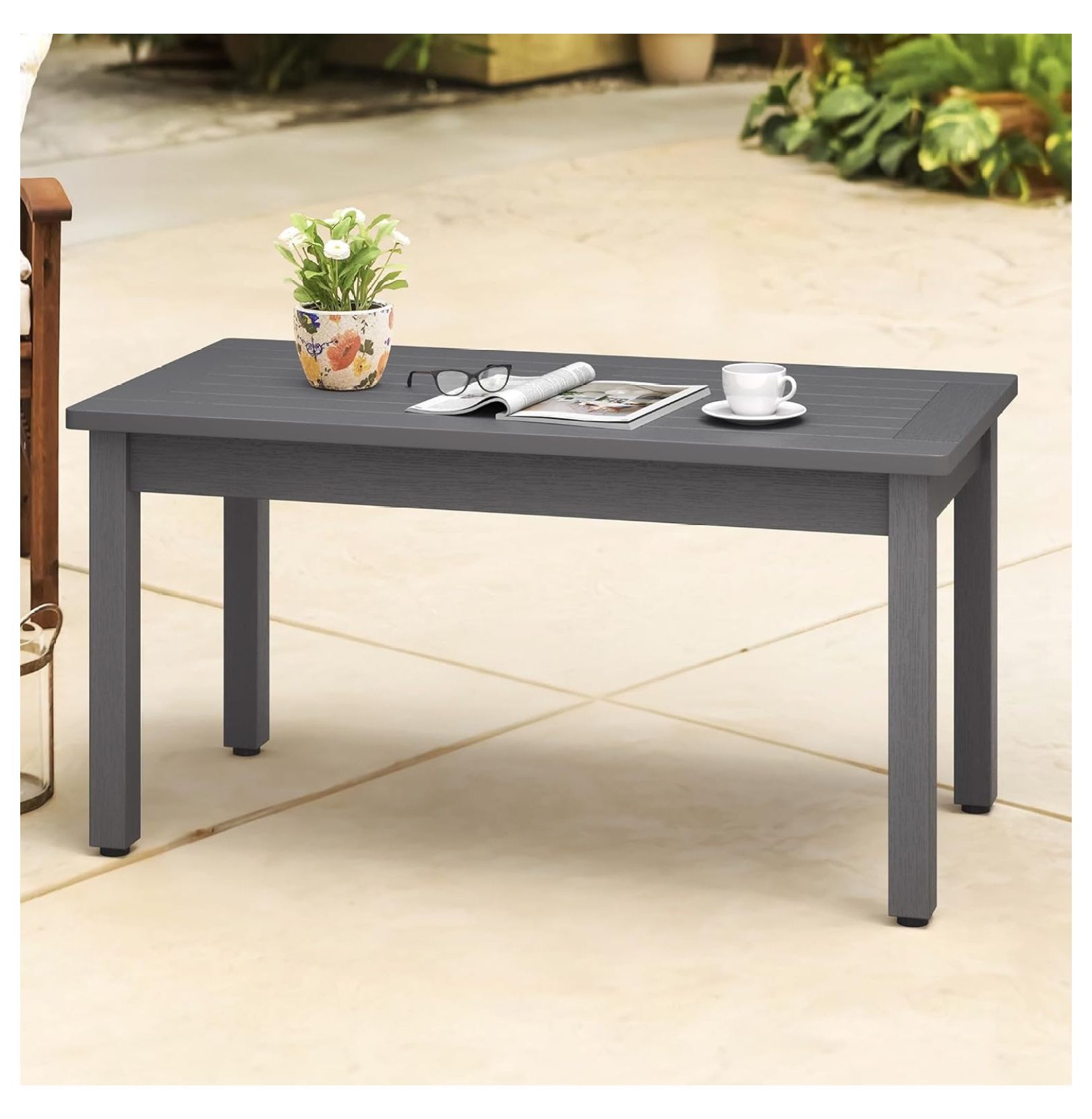 HMTtie Outdoor Coffee Table, Patio Coffee Tables for Outside Rectangle ...