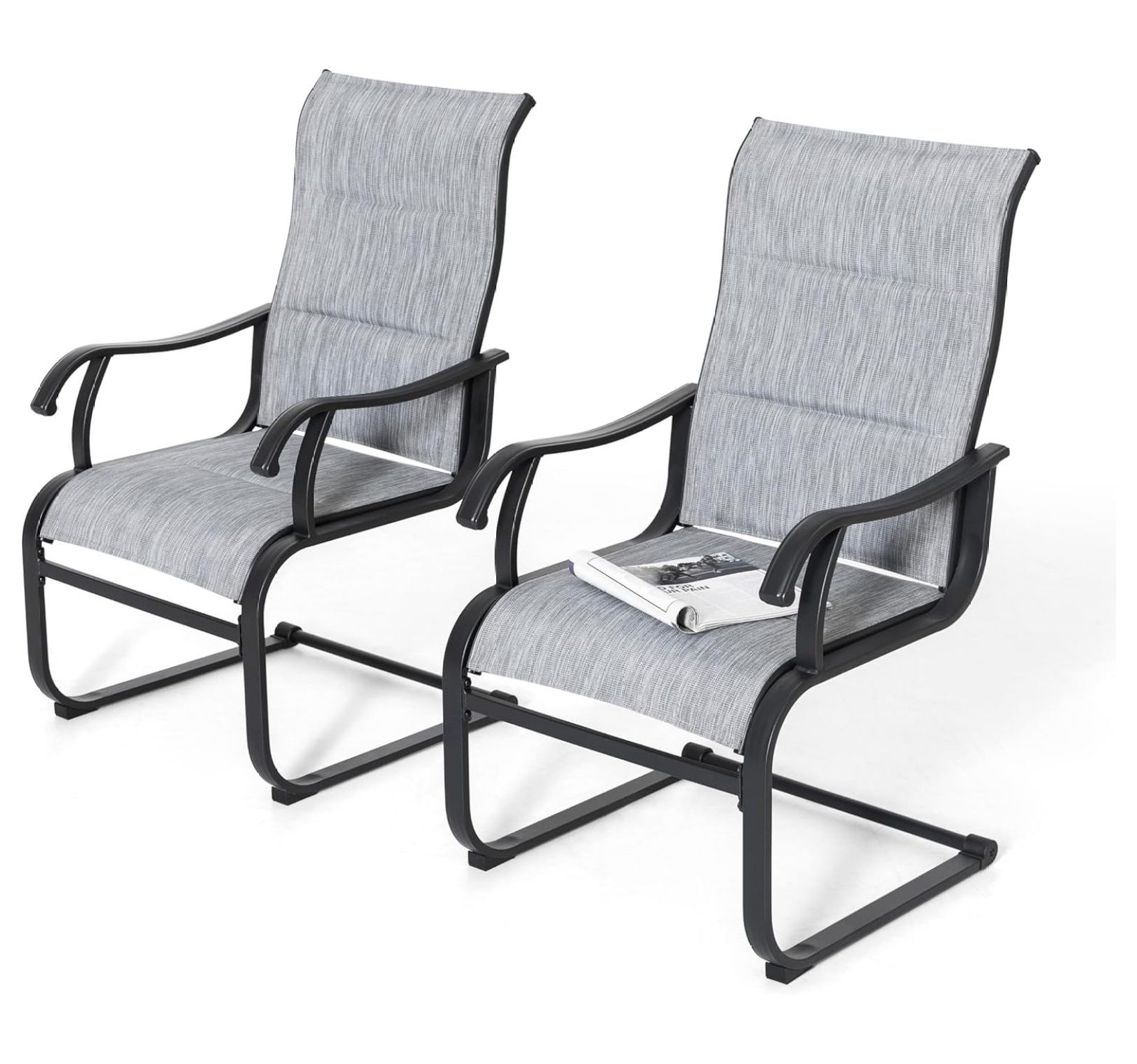 HMTtie Outdoor Patio Dining Chairs Set of 2, Padded Textilene High Back ...