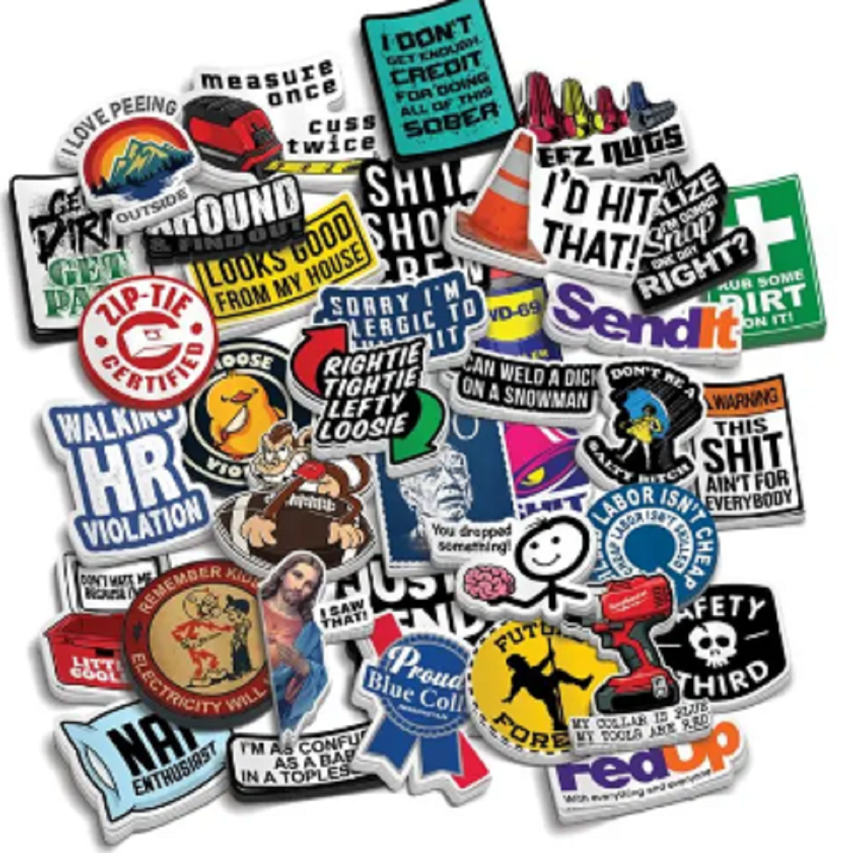 HMW 50 Pcs Hard Hat Stickers for Tool Box, Helmet, Funny Blue Collar ...