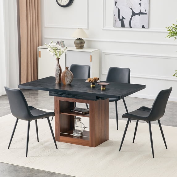 HMYG Expandable Dining table and chair set,59-71 inch pull-out table ...