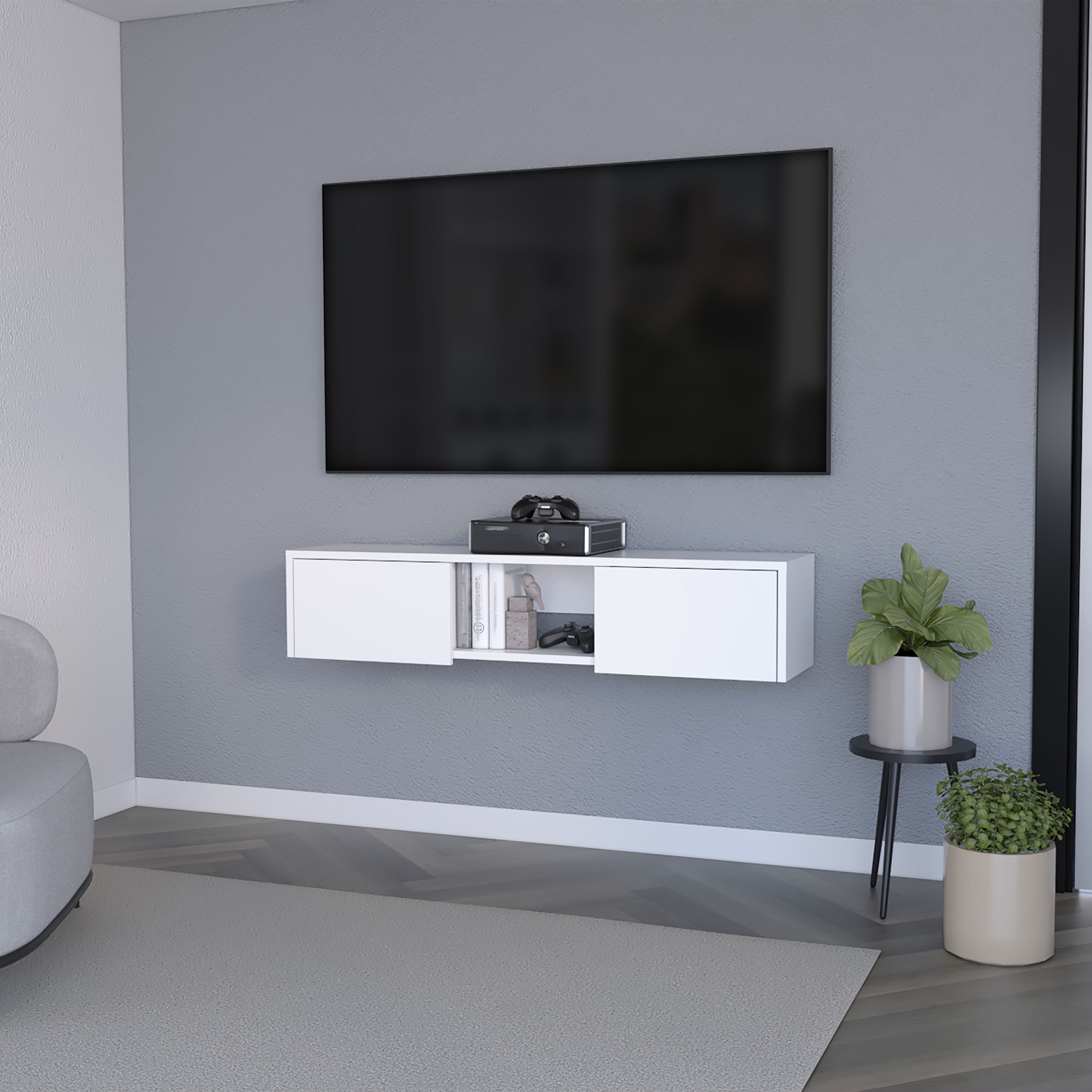 HMYG Floating TV Stand,Wall Unit with 2 Doors and Open Shelf - Walmart.com