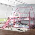 HMYG Full Metal House Bunk Bed with Storage Stairs,Slide,Safety Rails ...