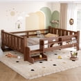 HMYG Full Size Floor Bed with Storage Bookcases,Solid Wood Floor Bed ...