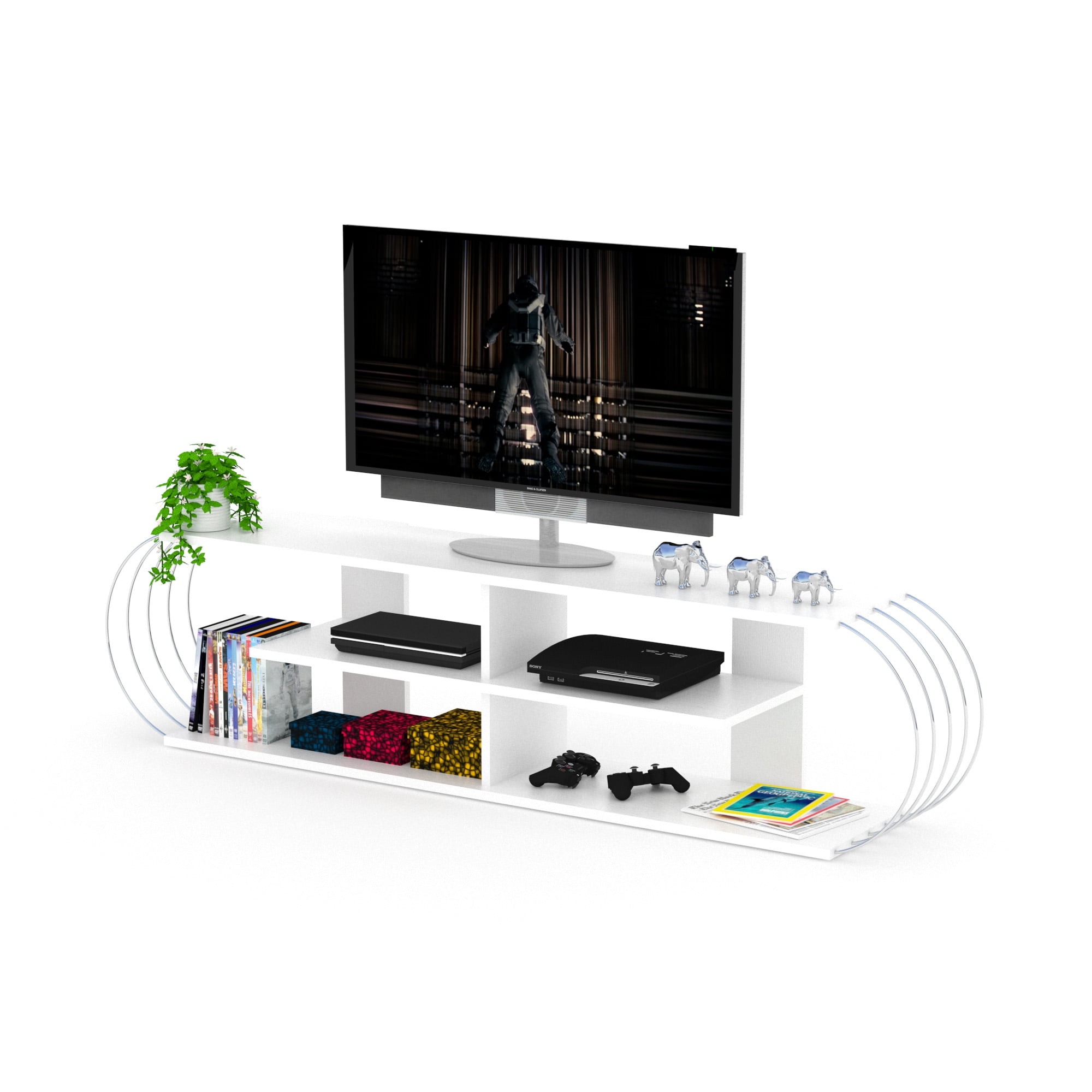 HMYG FurnisHome Store Mid Century Modern Tv Stand 4 Shelves Open ...