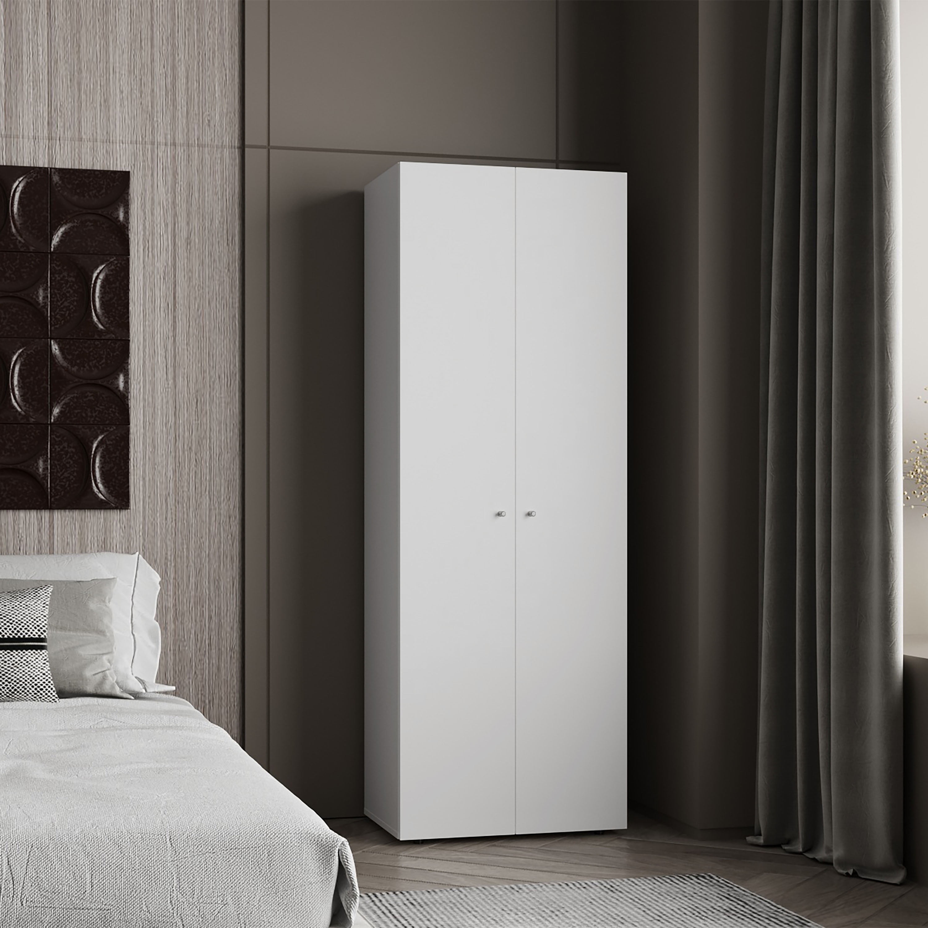 HMYG Home 2 Door Closet System,Four Fixed Shelves,Compact Wardrobe for ...