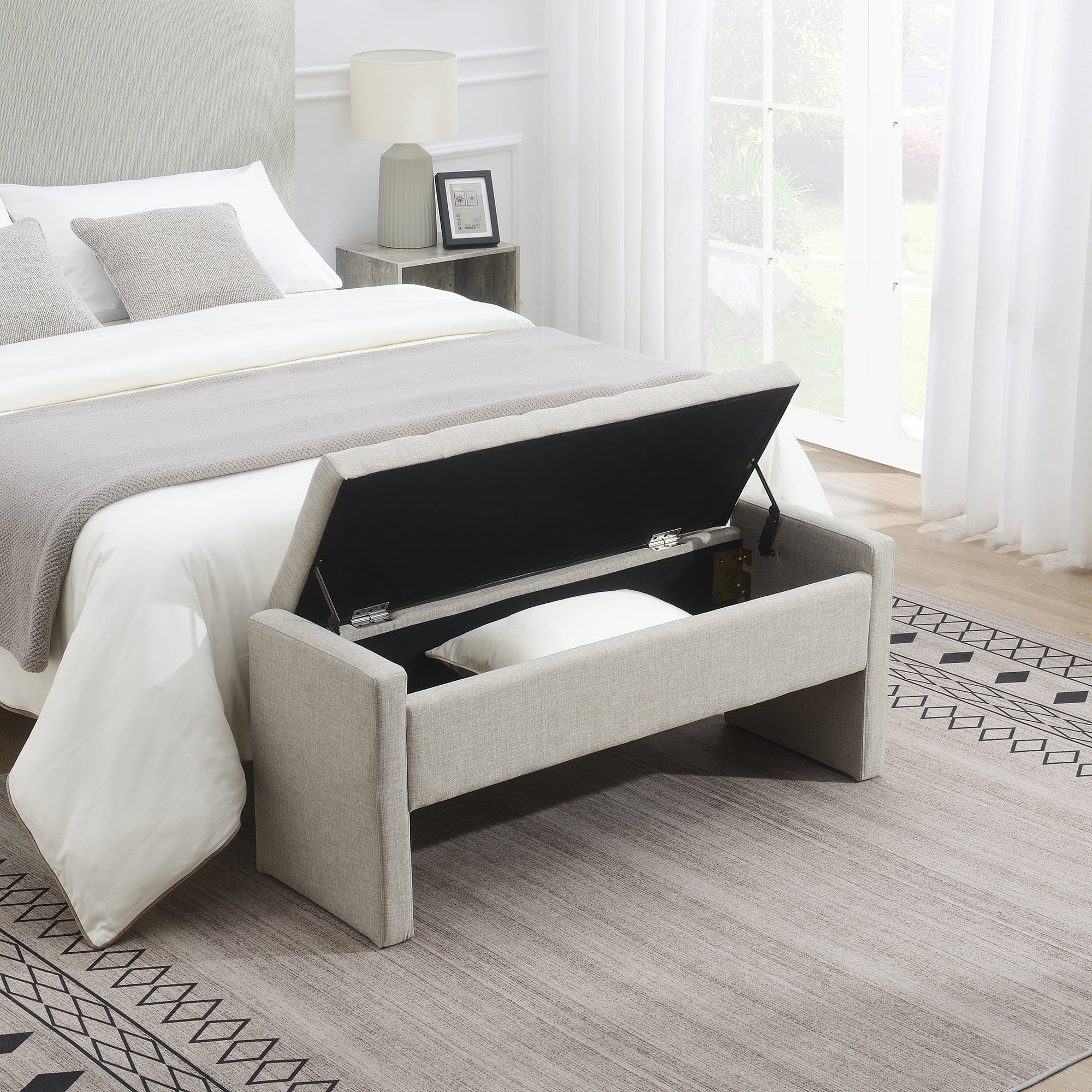 HMYG Modern Bed End Bench with Storage,Upholstered Large Foot Rest ...
