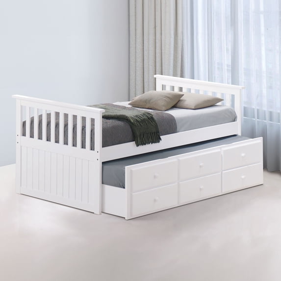 HMYG Transitional Style Captain Bed With Trundle And 3 Drawers Attached ...