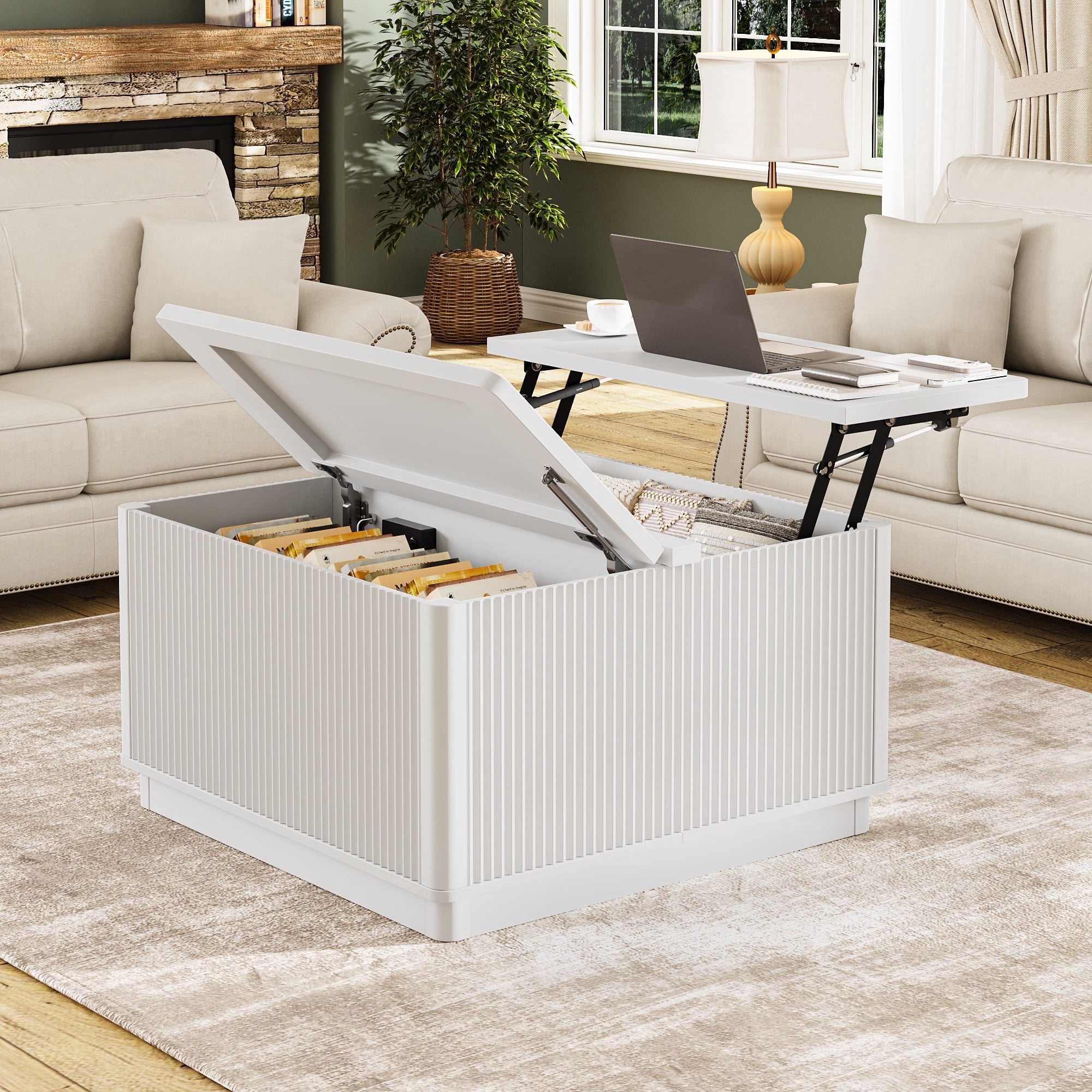 HMstone Modern Lift Top Coffee Table with Storage, Square Coffee Tables ...