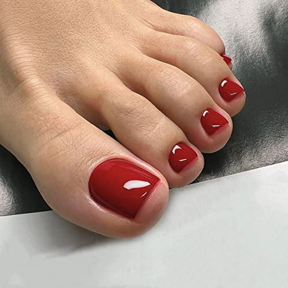 HNAPA Solid Color Square Press on Toenails Short,Glossy Fake Toenails ...
