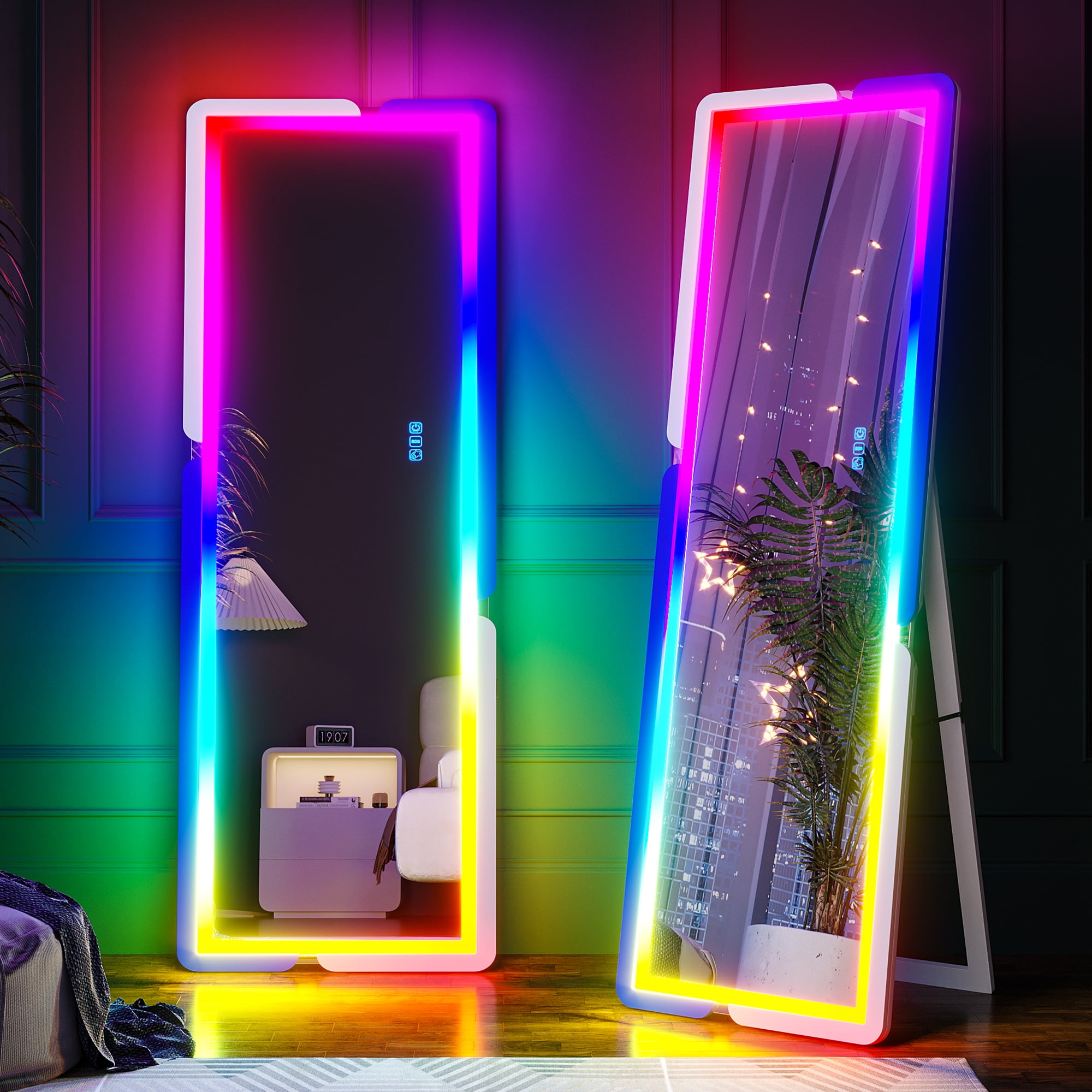 HNEBC 64"x20" LED Full Length Mirror, RGB Full Length Mirror with ...