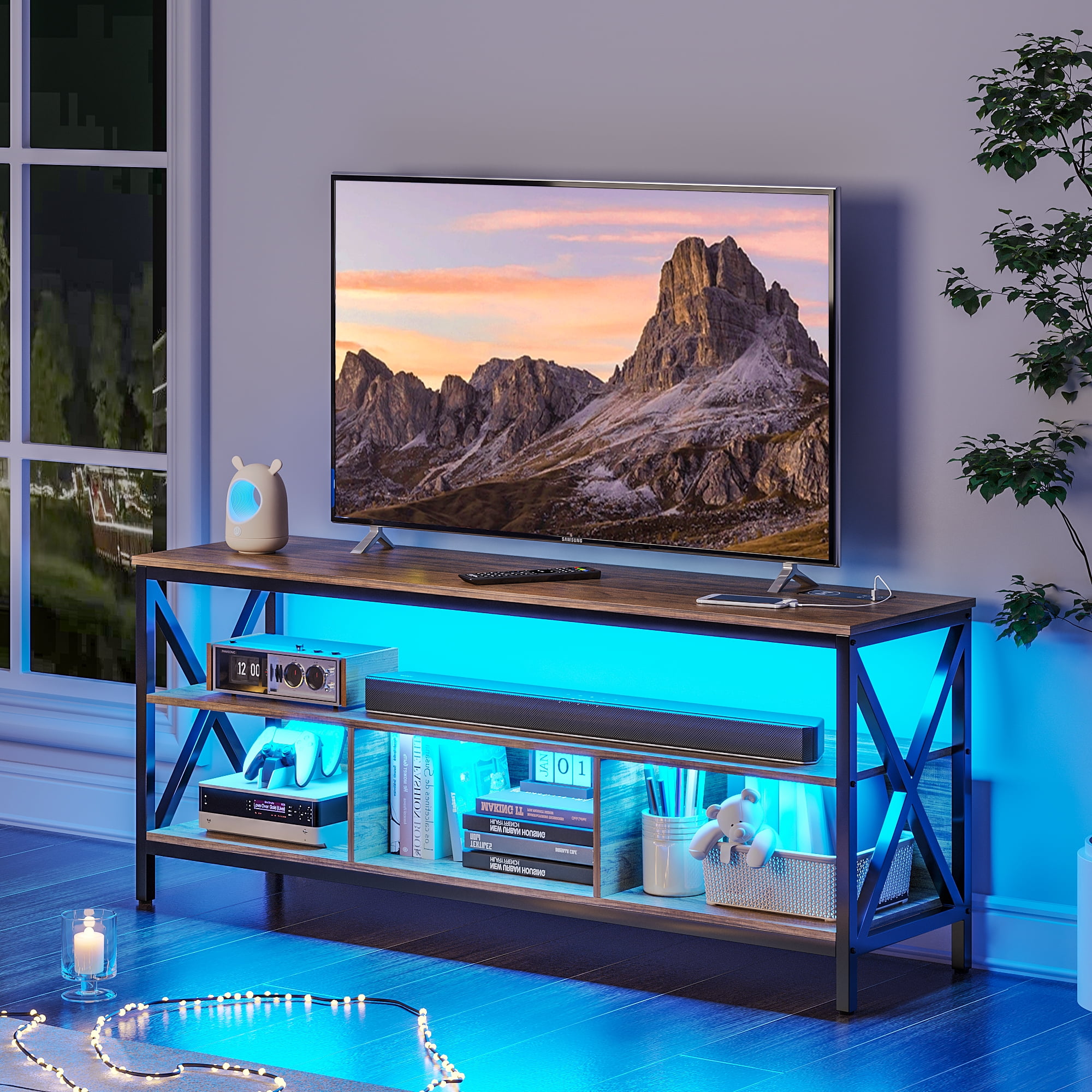 HNEBC LED TV Stand for 65 Inch TV,Modern Entertainment Center with ...