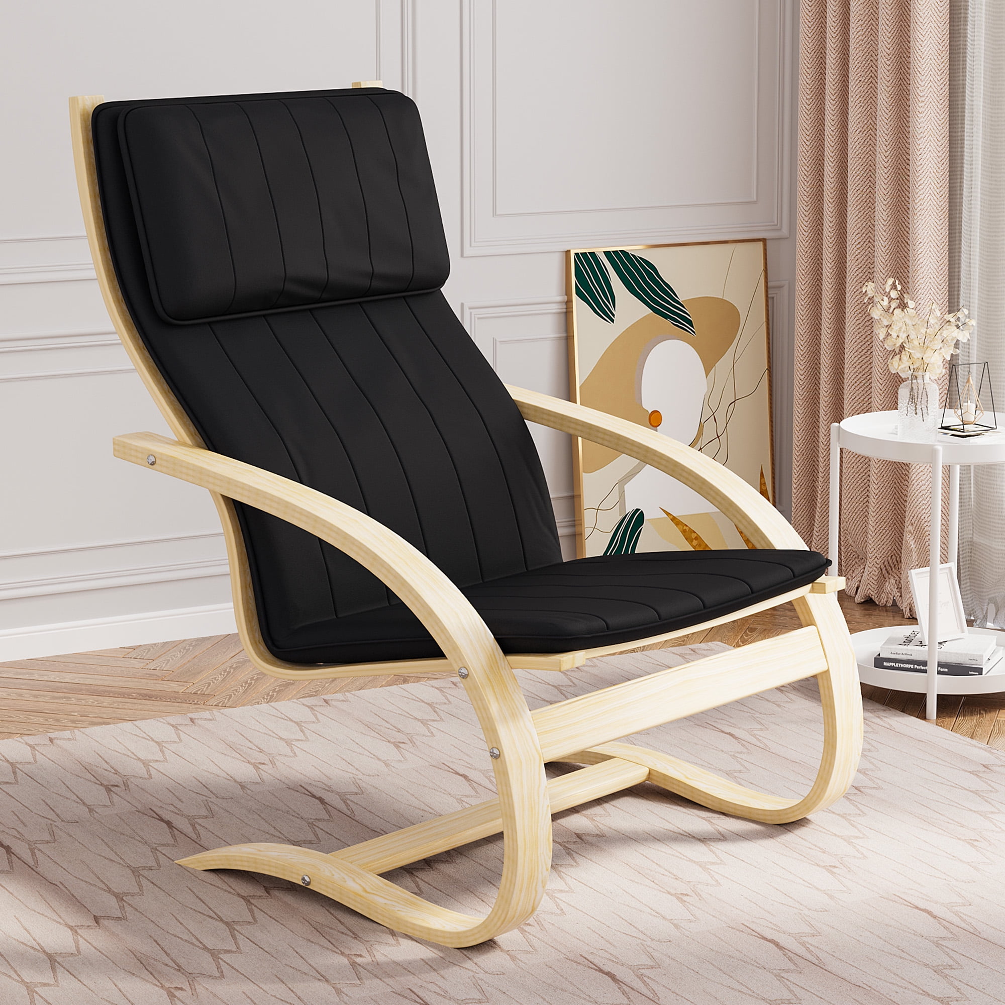 HNEBC Rocking Chair, Indoor Nursery Rocking Chair with Fabric Padded ...