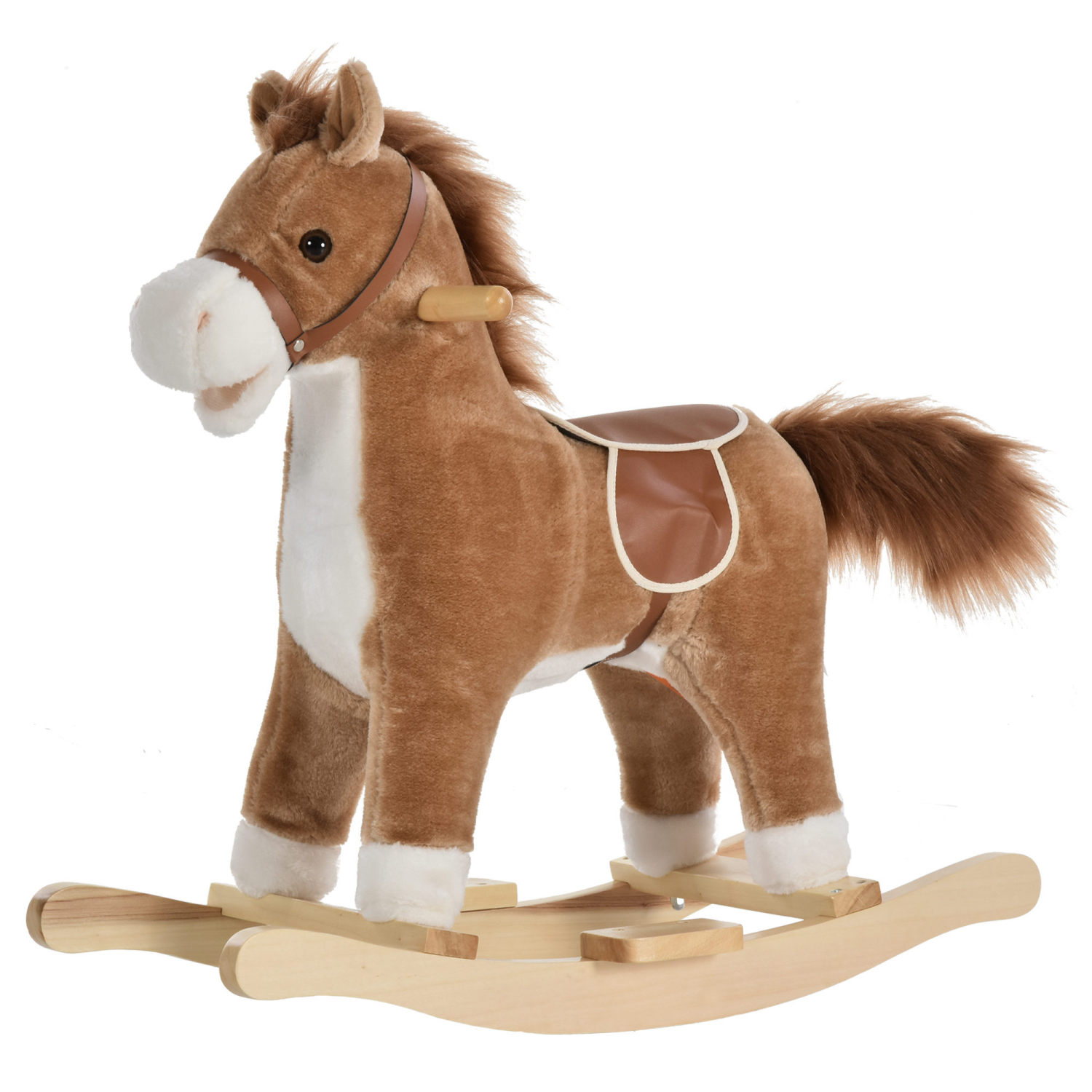 HNGKNG Rocking Horse Plush Animal on Wooden Rockers Baby Rocking Chair ...