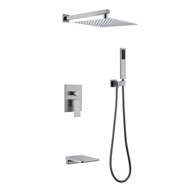 HNGKNG Trustmade Wall Mounted Square Rainfall Pressure Balanced Complteted Shower System with ...