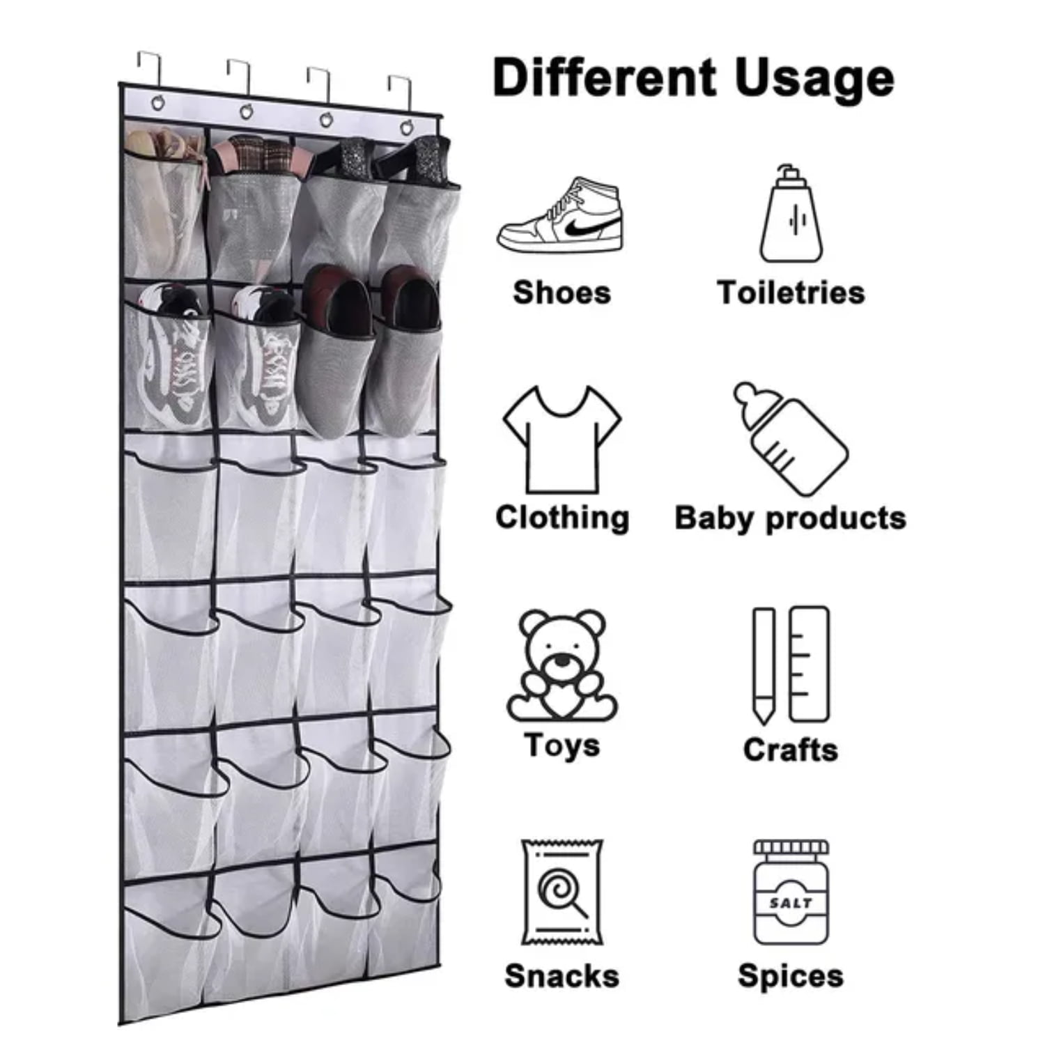 HNGMEI 24 Compartment Non-Woven Wall Mounted Shoe Organizer for ...